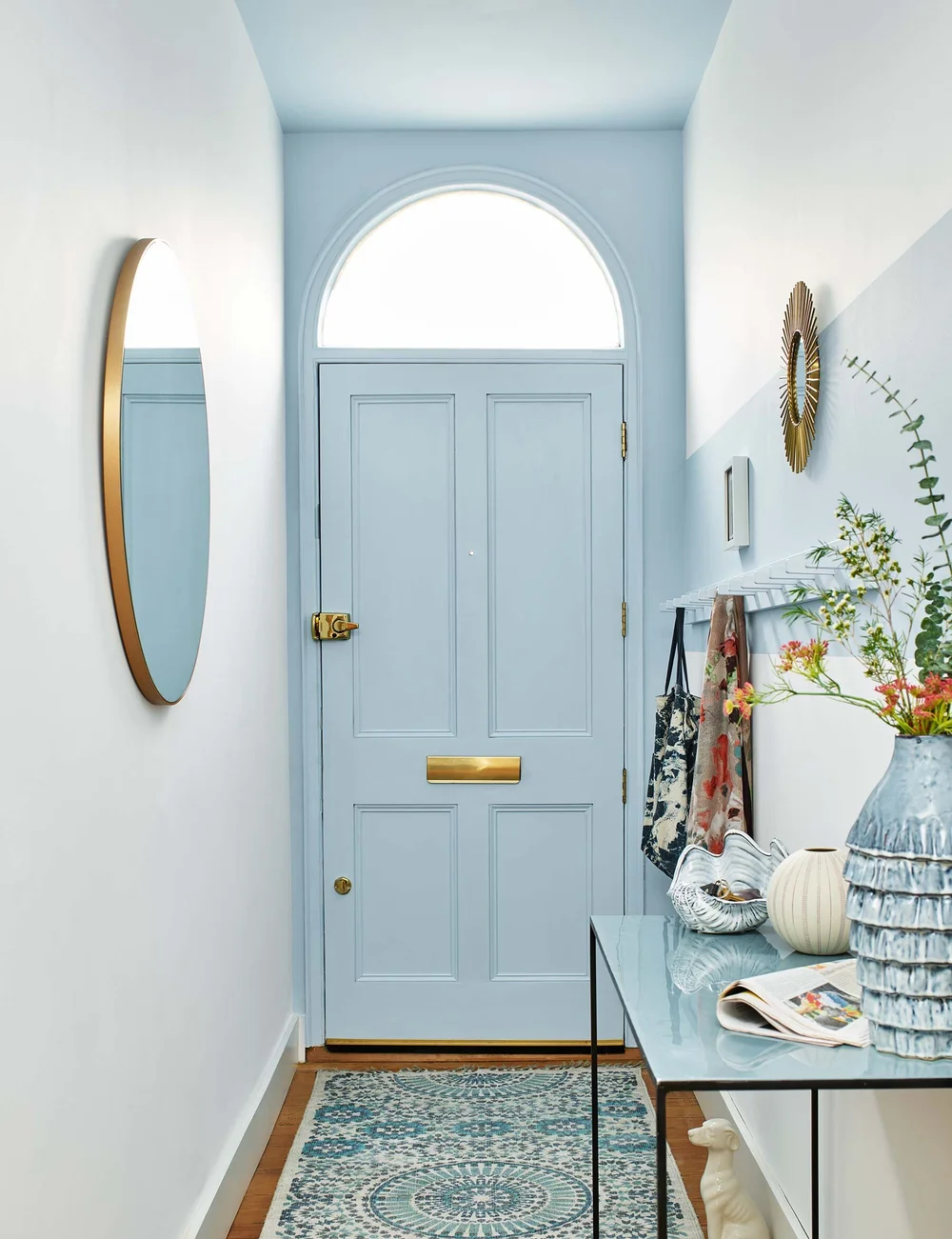 Light blue painted hallway — Sam Grigg Interiors