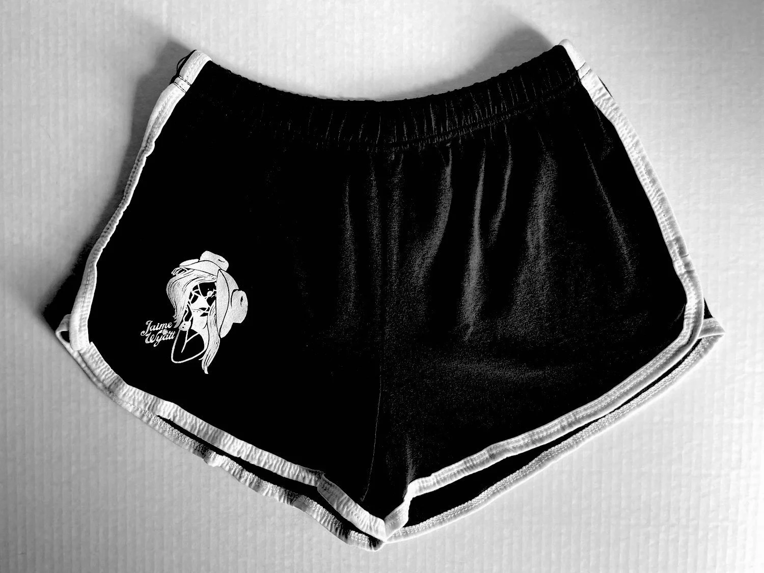 Vintage Running Shorts With Kissing Cowgirls Unisex Black Jaime Wyatt