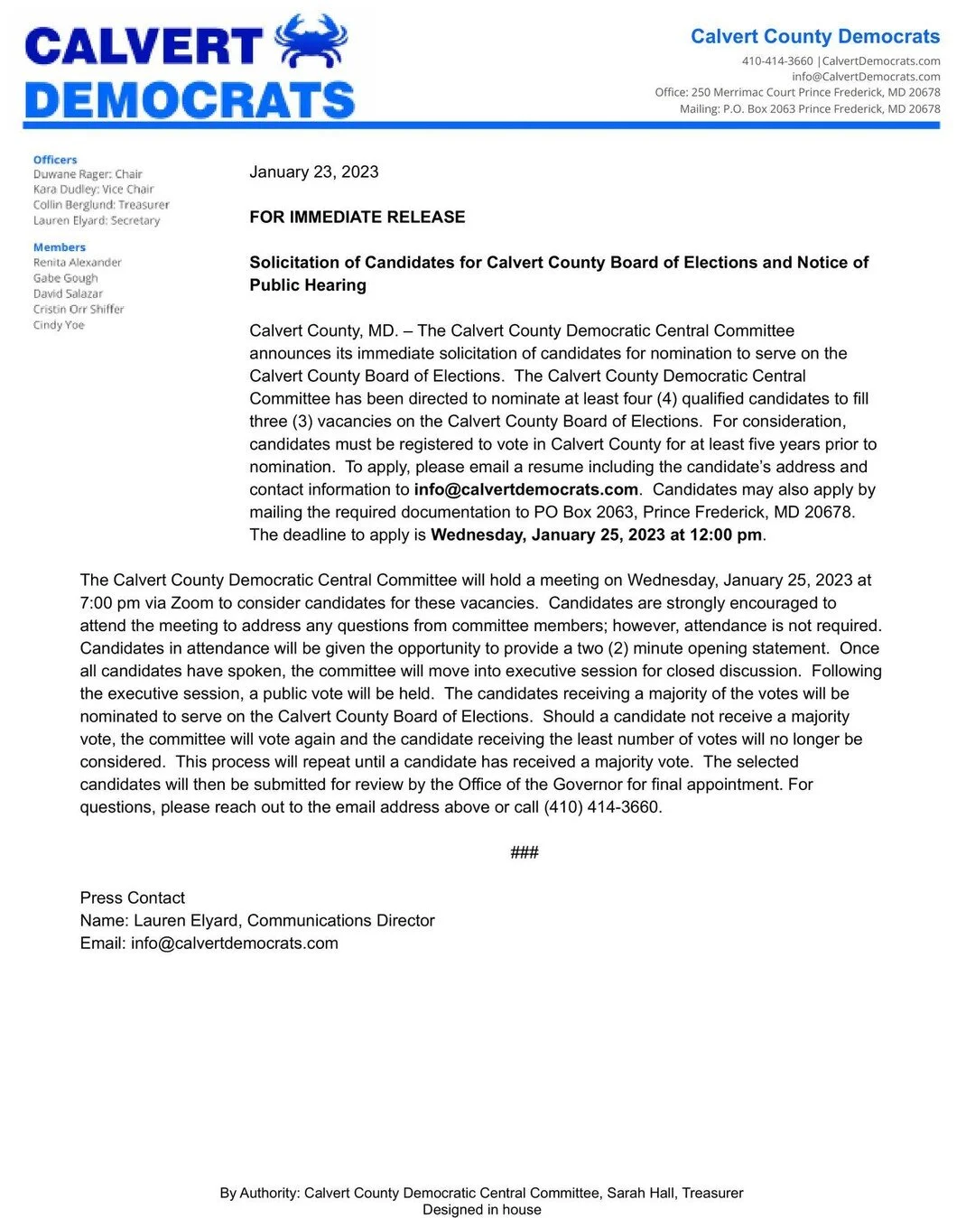 Calvert County Democratic Party