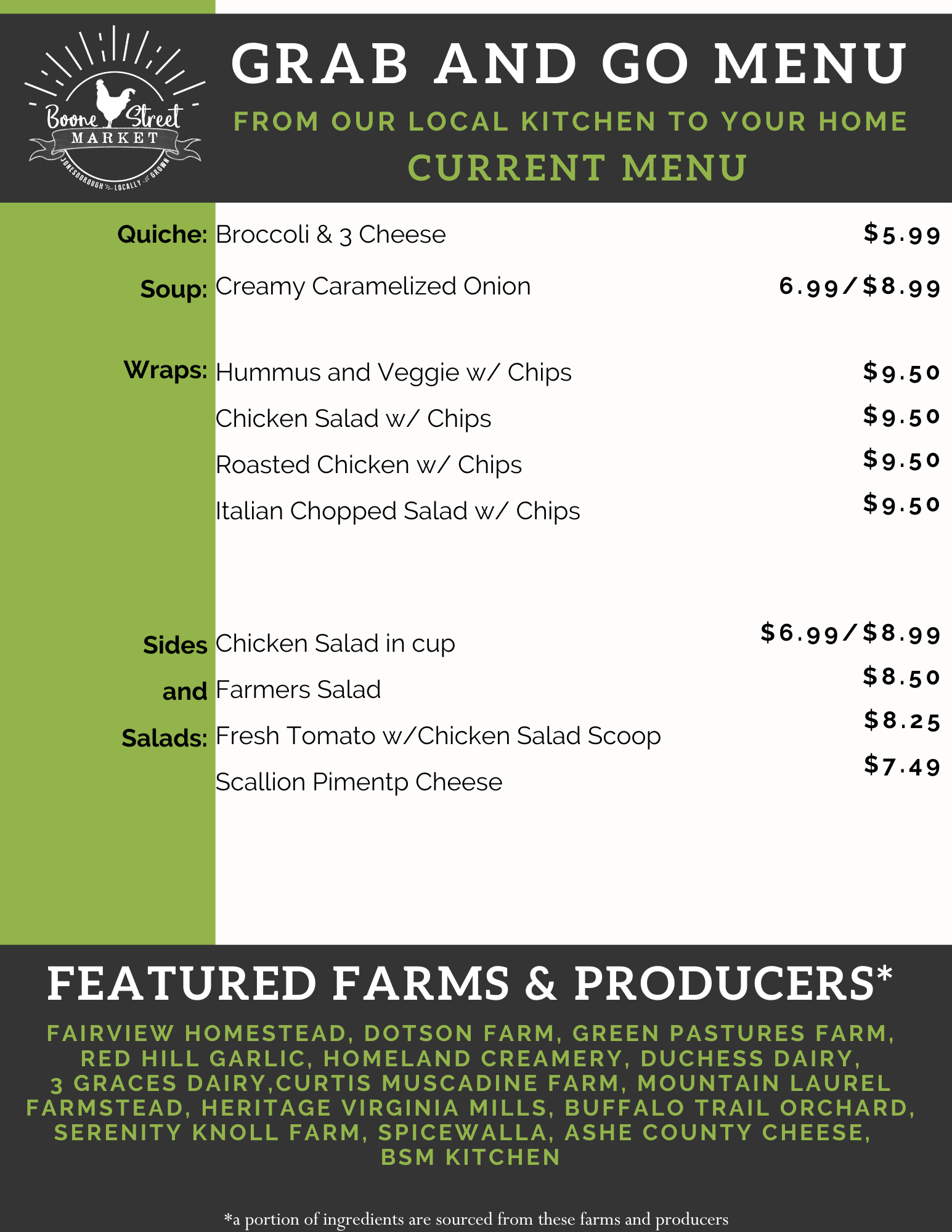 Grab and Go Menu — Jonesborough Locally Grown