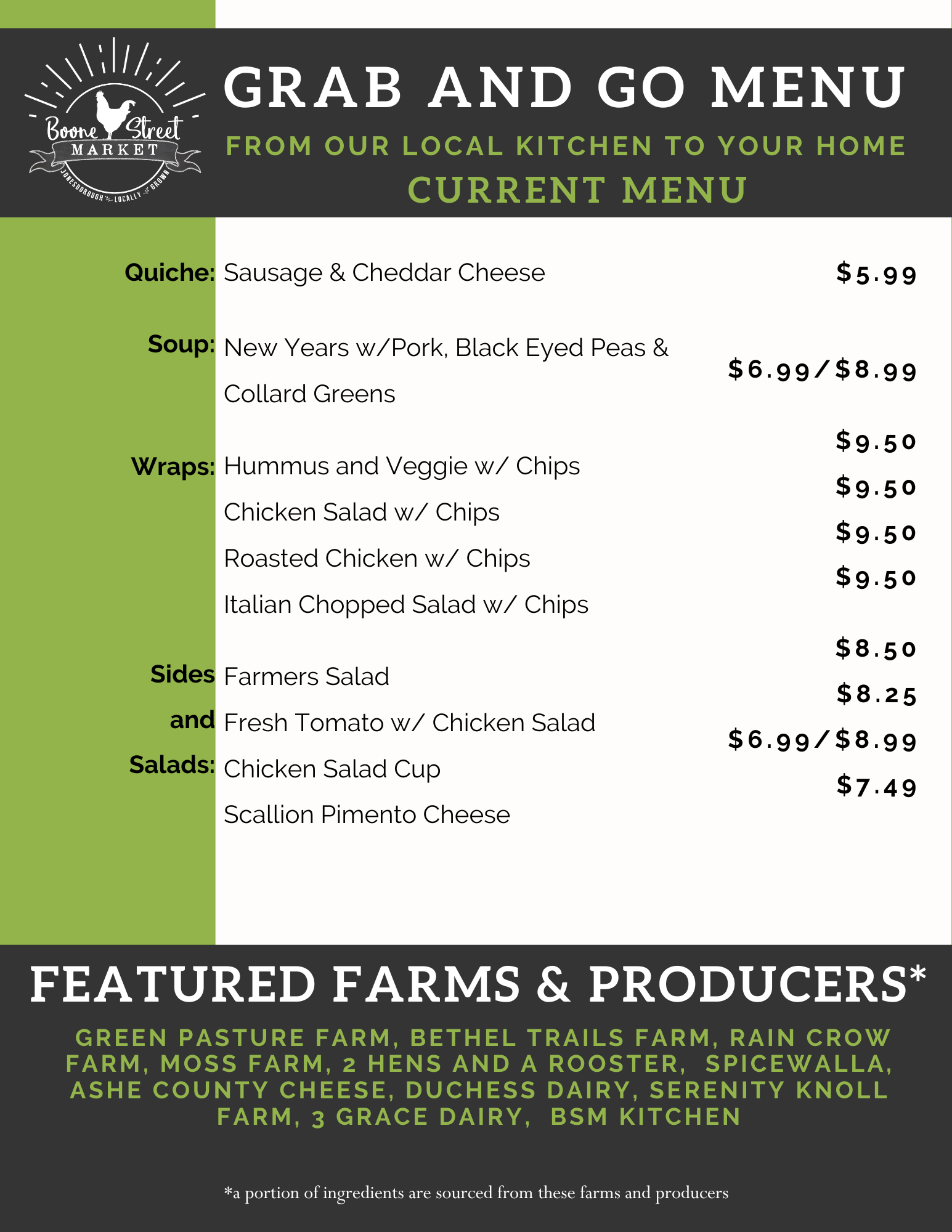 Grab and Go Menu — Jonesborough Locally Grown