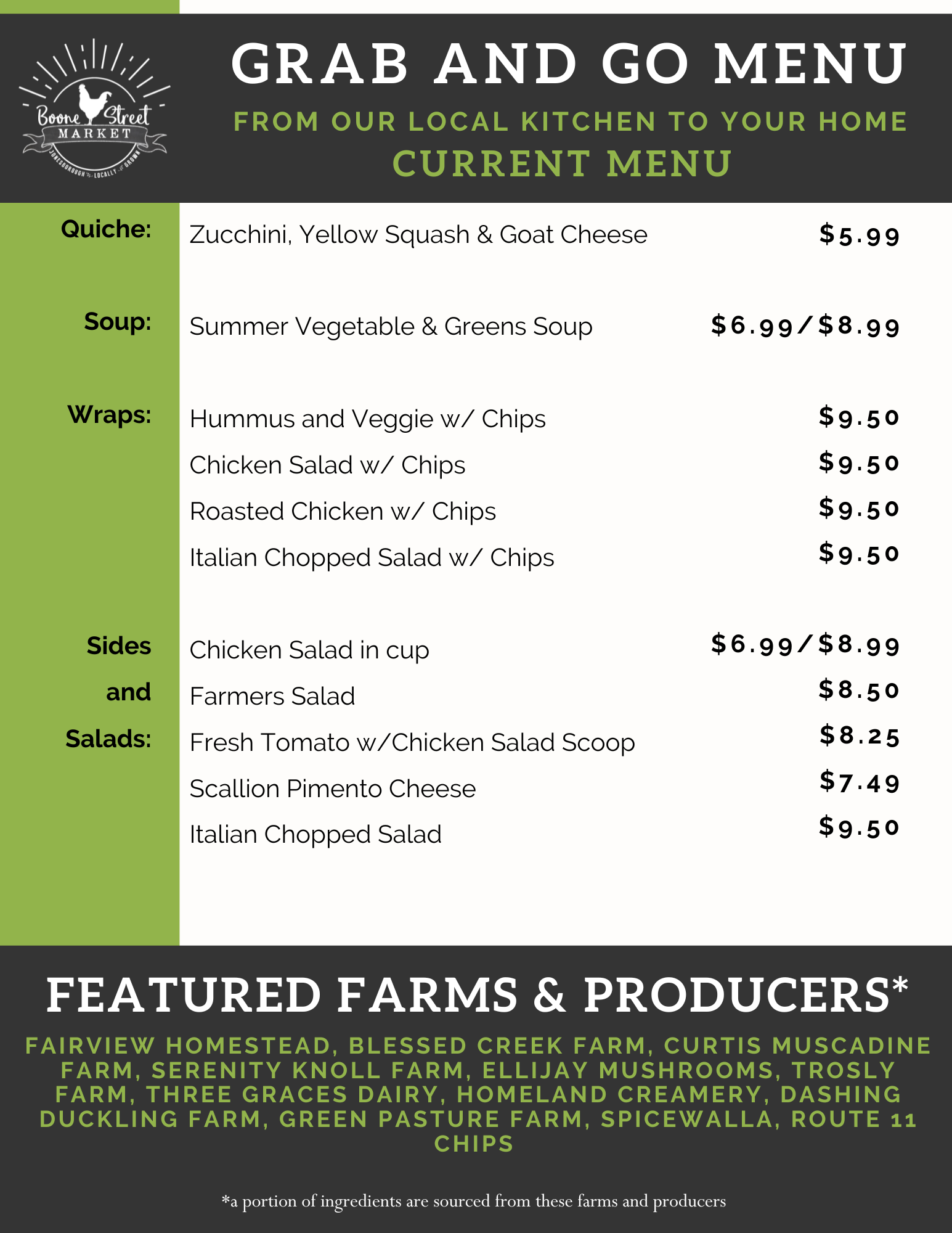Grab and Go Menu — Jonesborough Locally Grown