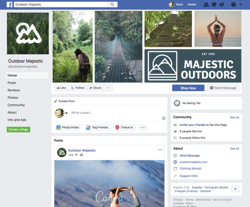 Example Facebook Page Info