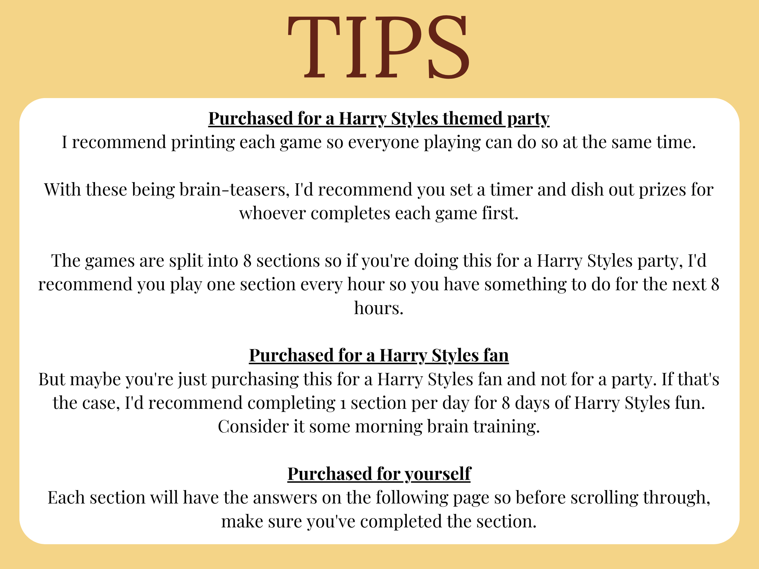 Harry Styles Themed Birthday Party Games - Instant Download — Smartblend