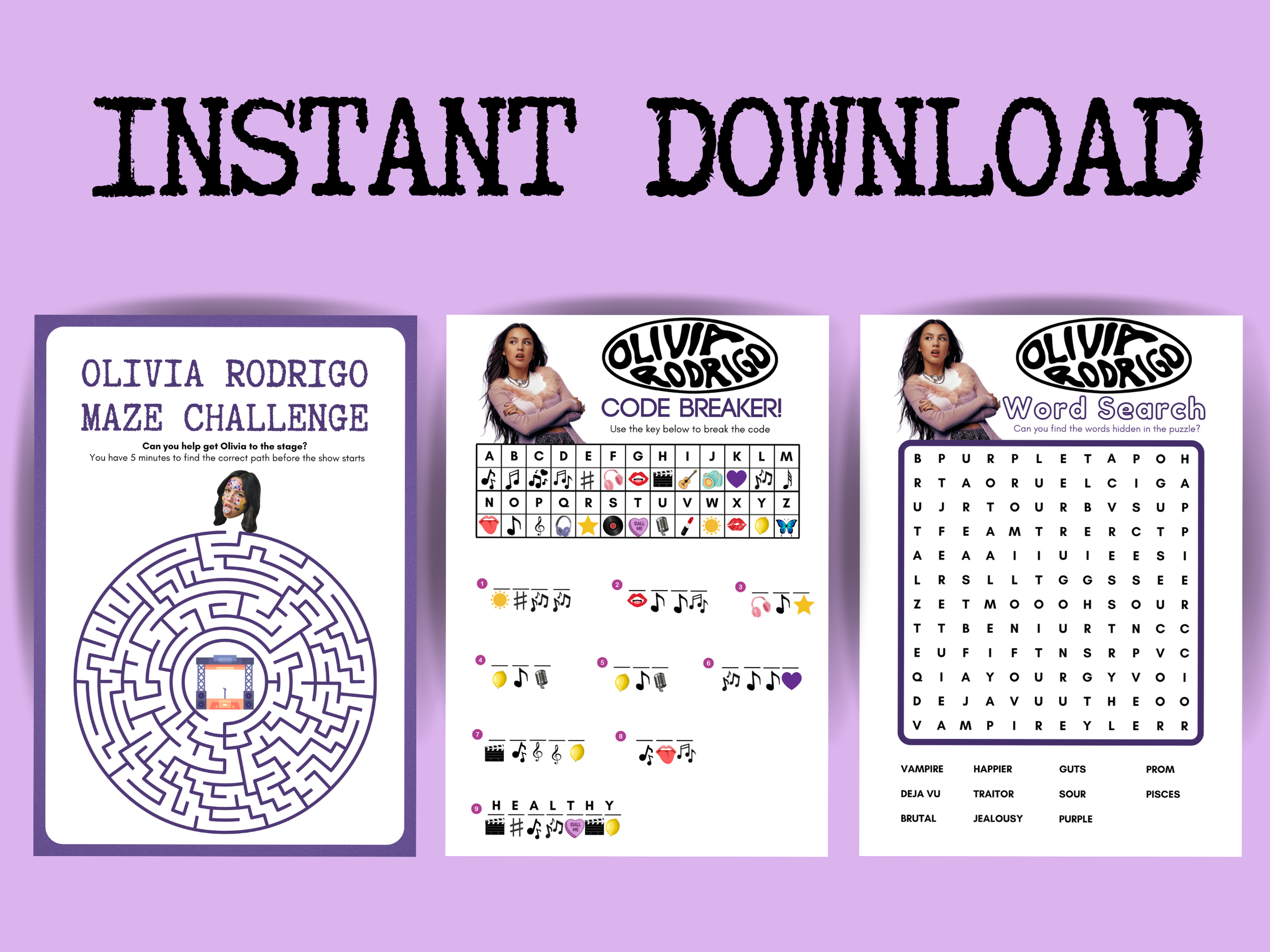 Olivia Rodrigo Themed Party Games - Instant Download — Smartblend