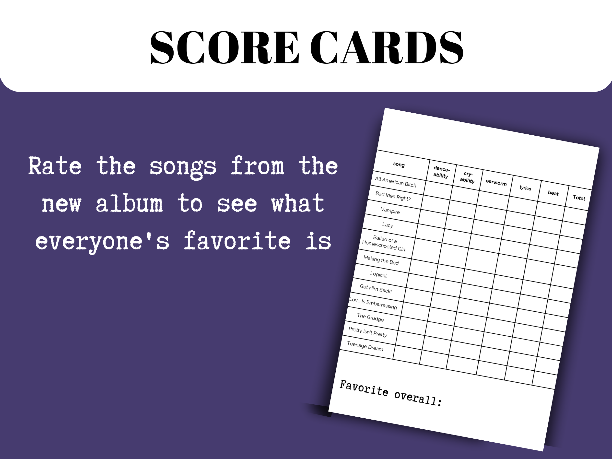 Olivia Rodrigo GUTS Party Pack, Printable Decorations, Drinking Game ...