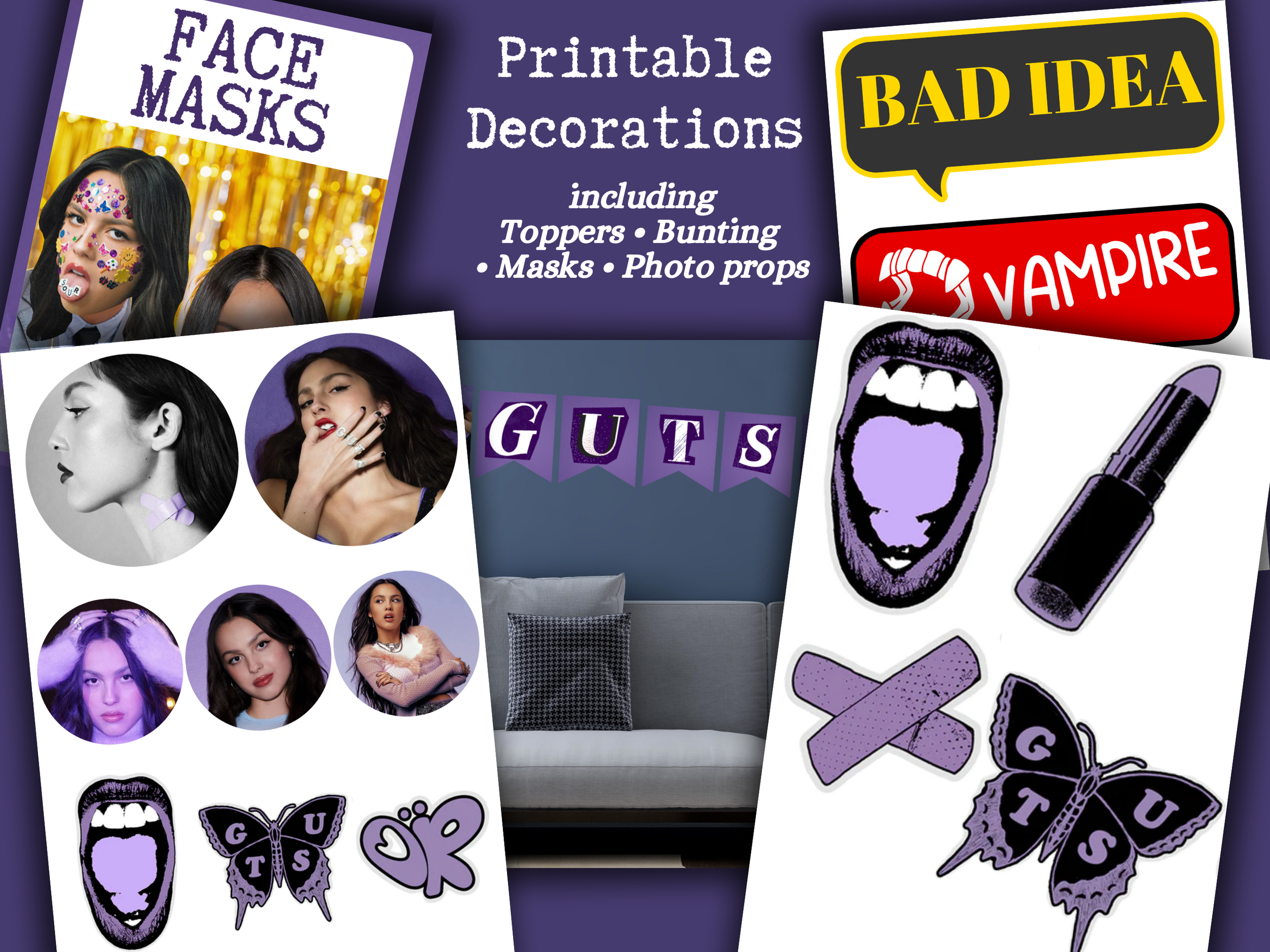 Olivia Rodrigo GUTS Party Pack, Printable Decorations, Drinking Game ...