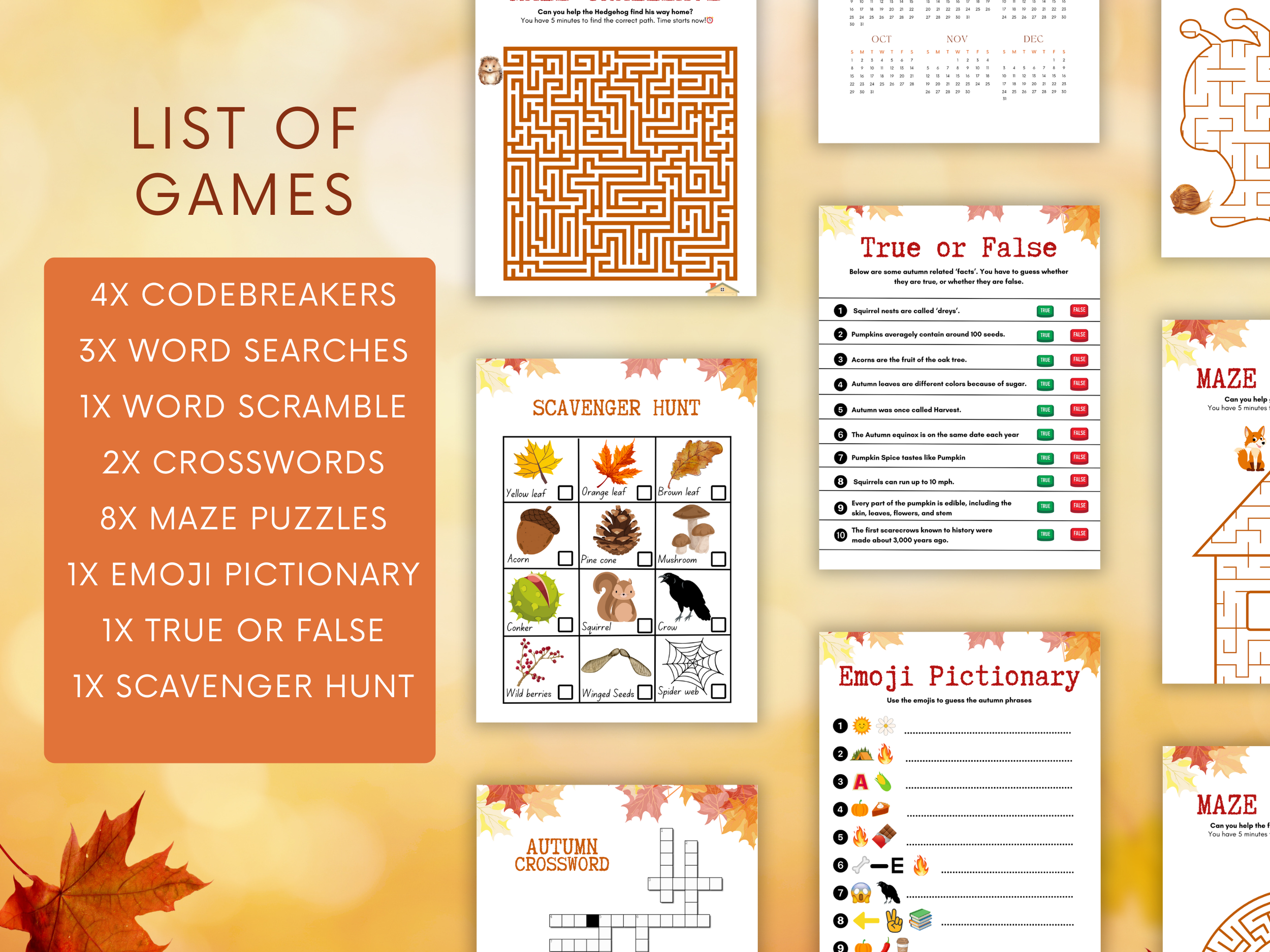 21 Autumn/Fall Games and Activities MEGA Bundle For Children and ...