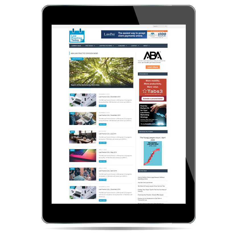 ABA LP - Law Practice Today — ABA Media & Event Opportunities
