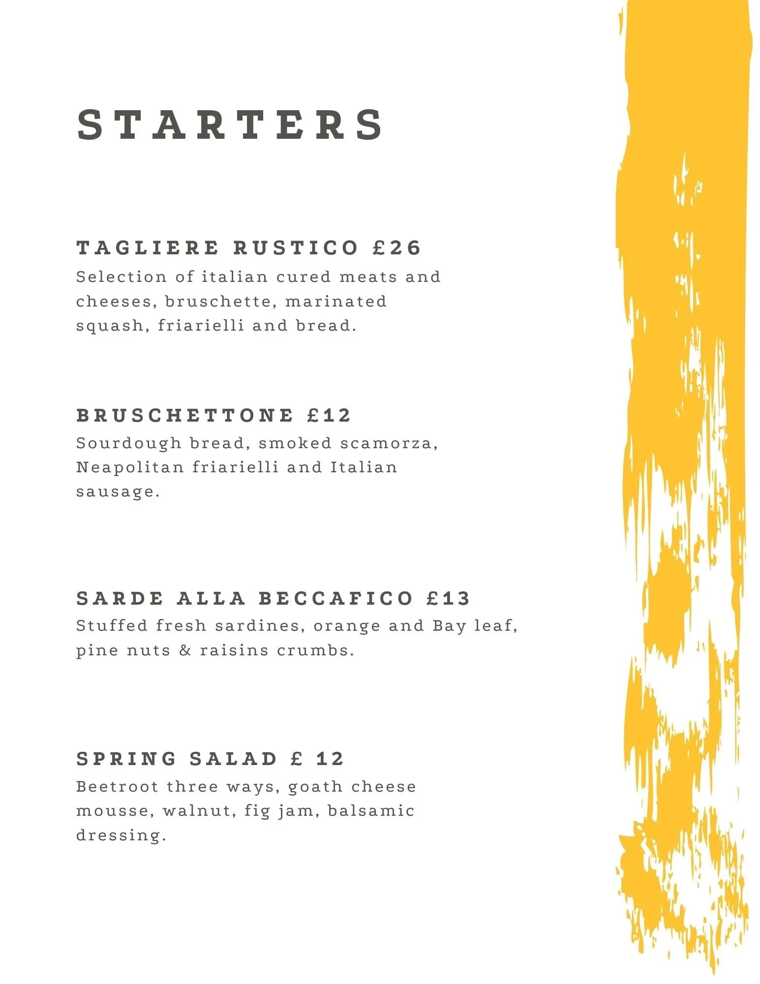 DINNER — RUSTICO ITALIAN BISTRO - 01525 217225