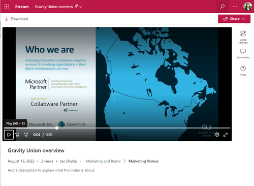 The new Stream app and how to manage videos in SharePoint — Gravity Union