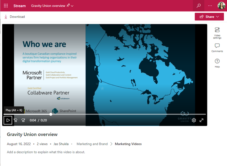 The new Stream app and how to manage videos in SharePoint — Gravity Union
