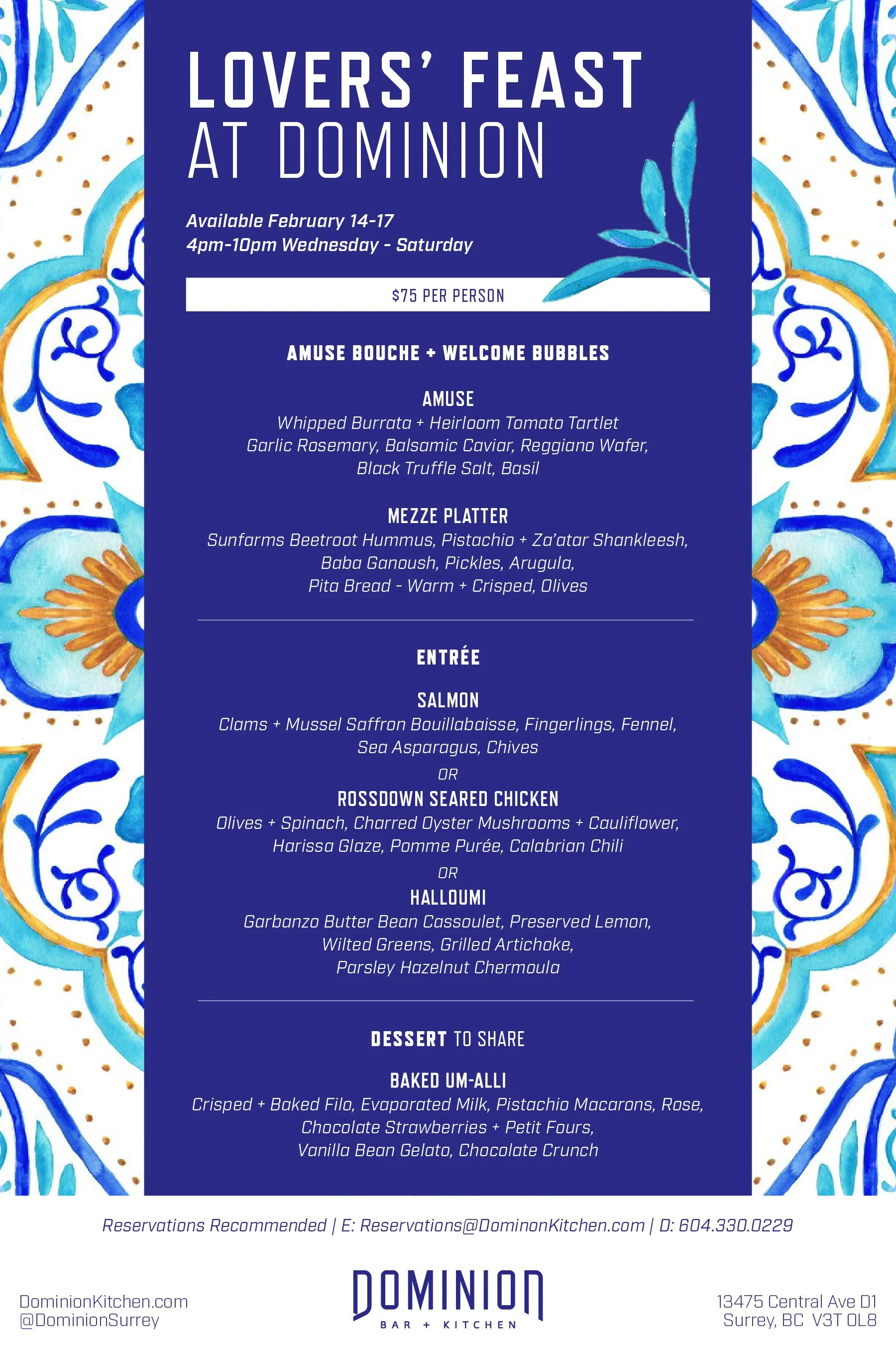 Lovers’ Feast Dominion Bar + Kitchen — Dominion Bar + Kitchen