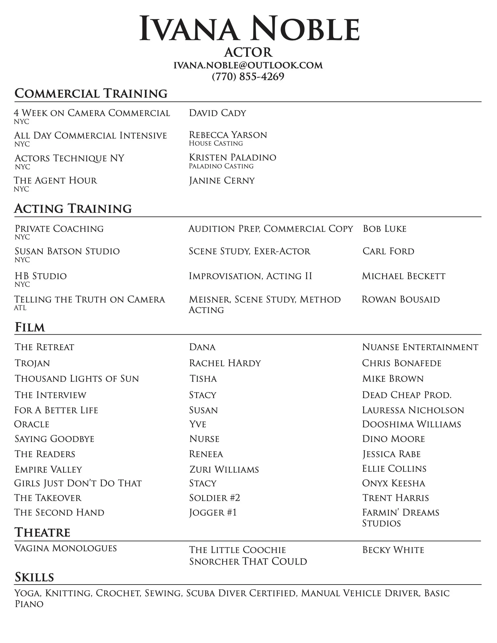 Actress — Ivana Noble