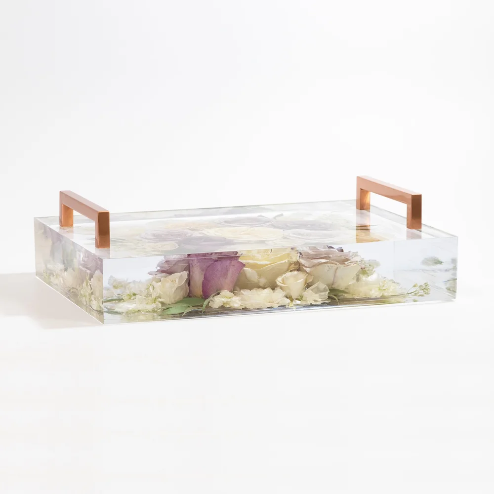 Elevated Round Tray Bouquet Artwork | Floral resin keepsakes — Honeybee ...