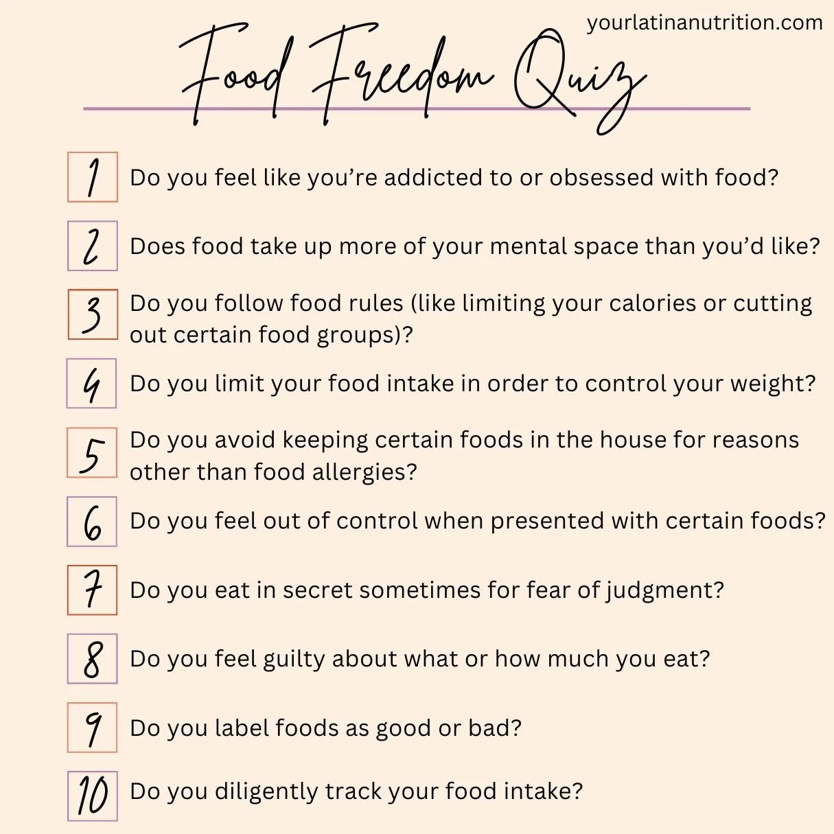 Food Freedom Quiz — Your Latina Nutrition