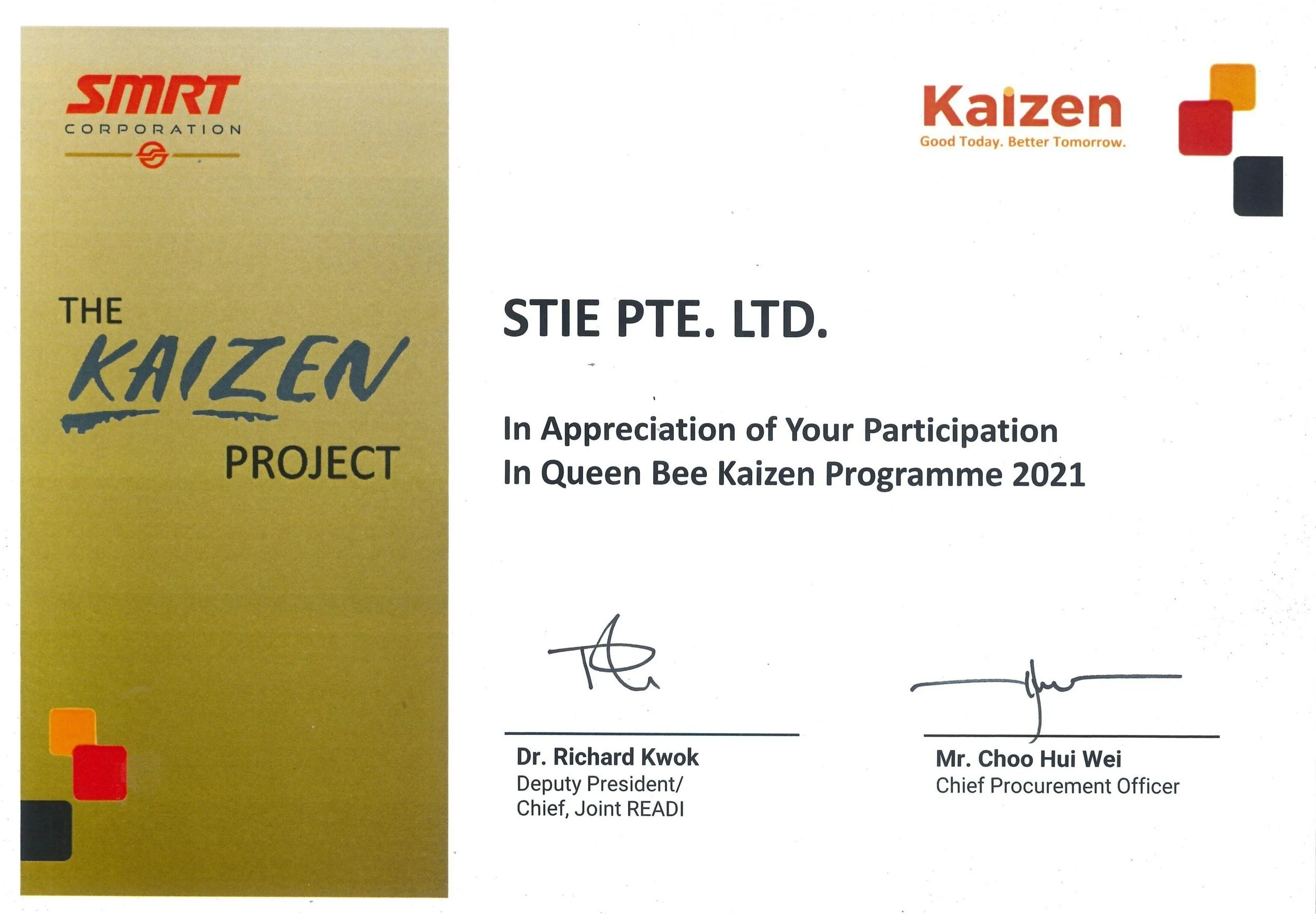 STIE Among SMRT’s Value Chain Partners for Kaizen Queen Bee Programme ...