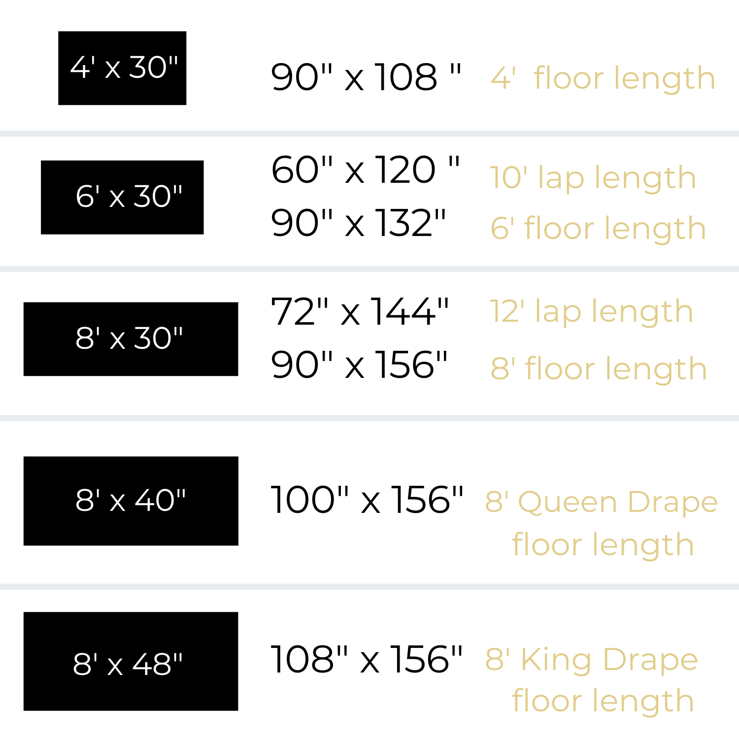 Sizes — Bella Couture Linen