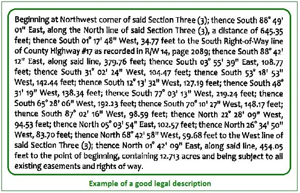 PROVIDING LEGAL DESCRIPTIONS — Spurgeon Appraisals