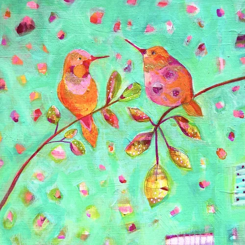 Art Collaboration Colorful Hummingbird Painting — Laura Gaffke Studio