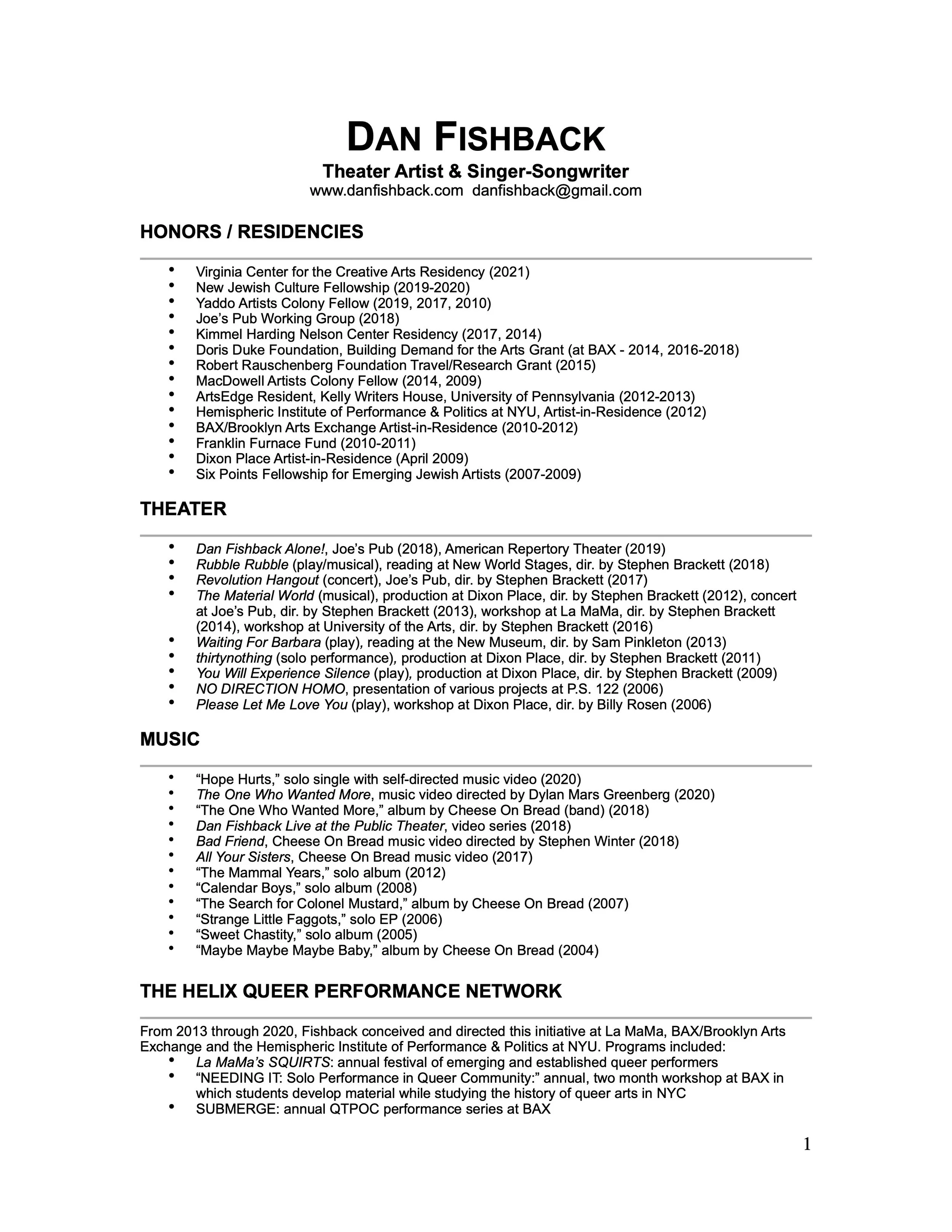 Curriculum Vitae — Dan Fishback