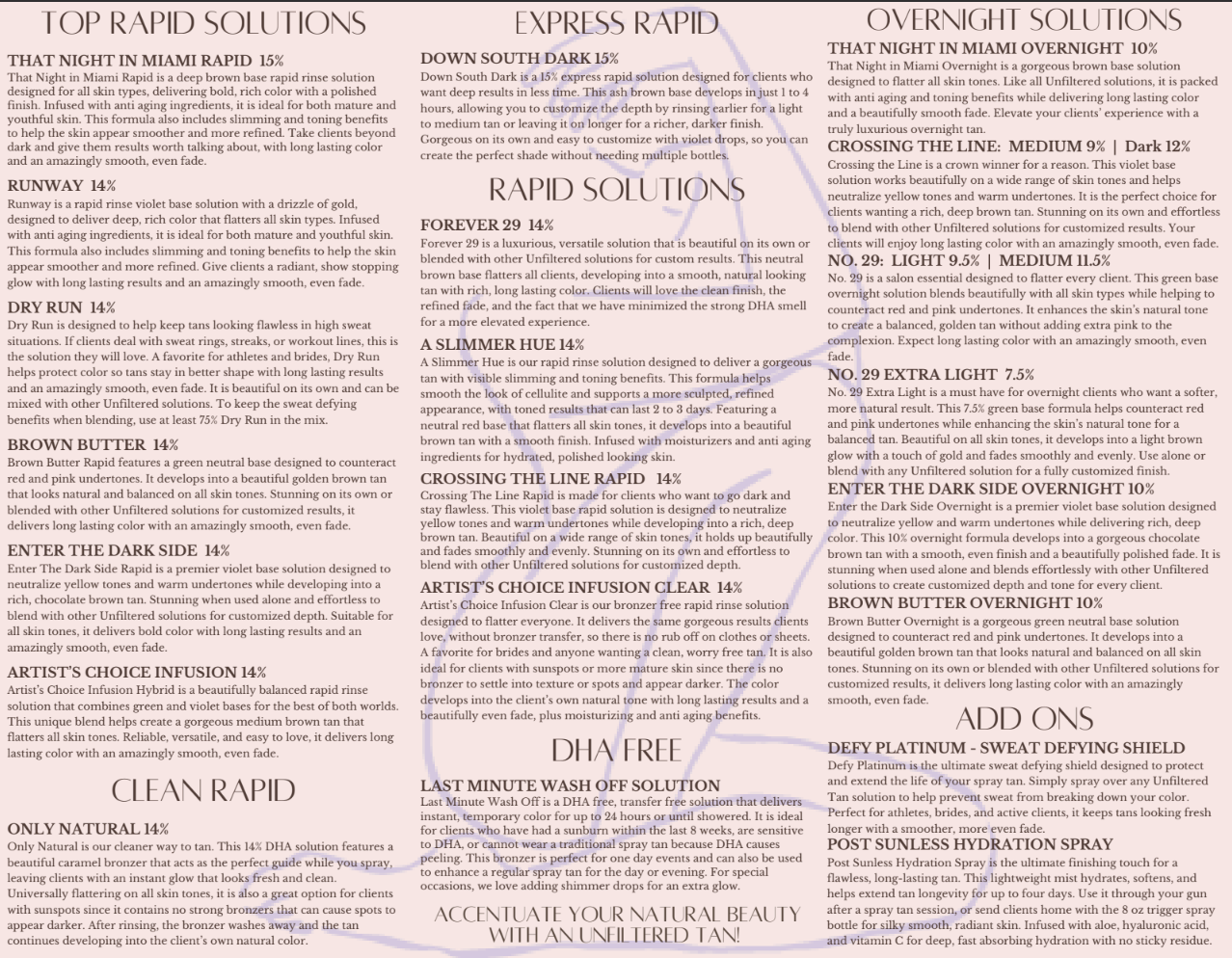 the tan bible. - Unfiltered Spray Tan Solutions