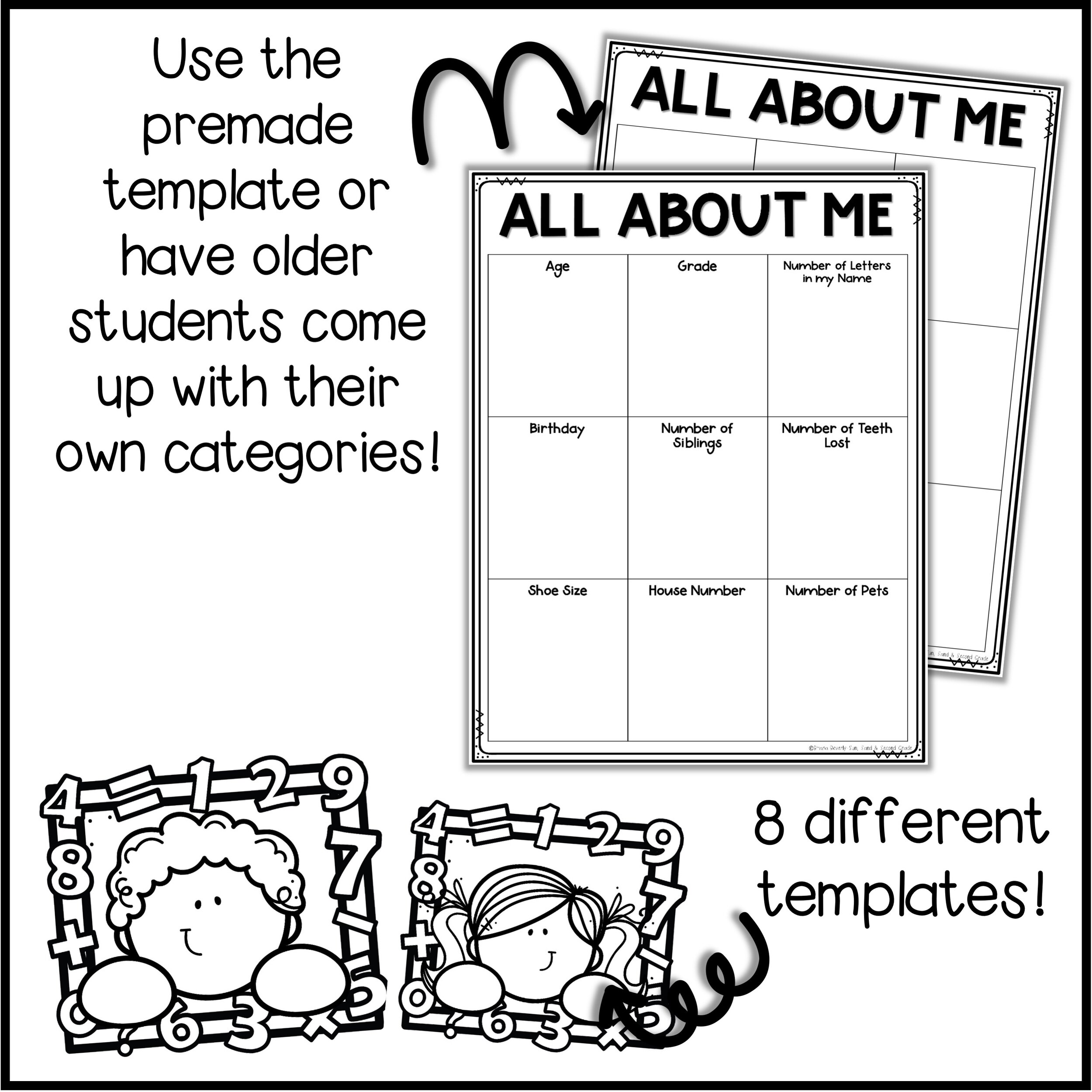 Math All About Me Activity For Back To School Teaching With Briana