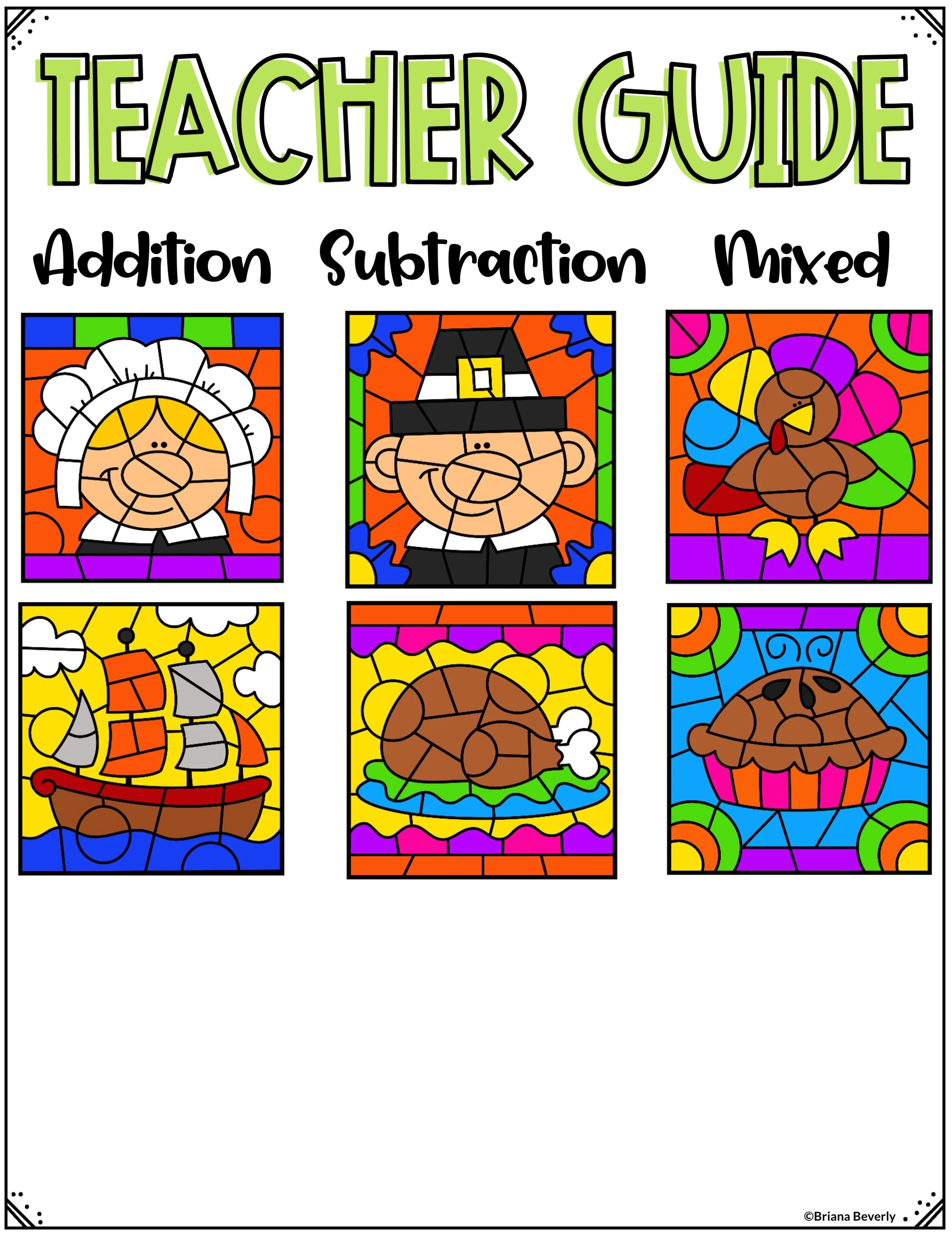 Thanksgiving Color By Number Addition
