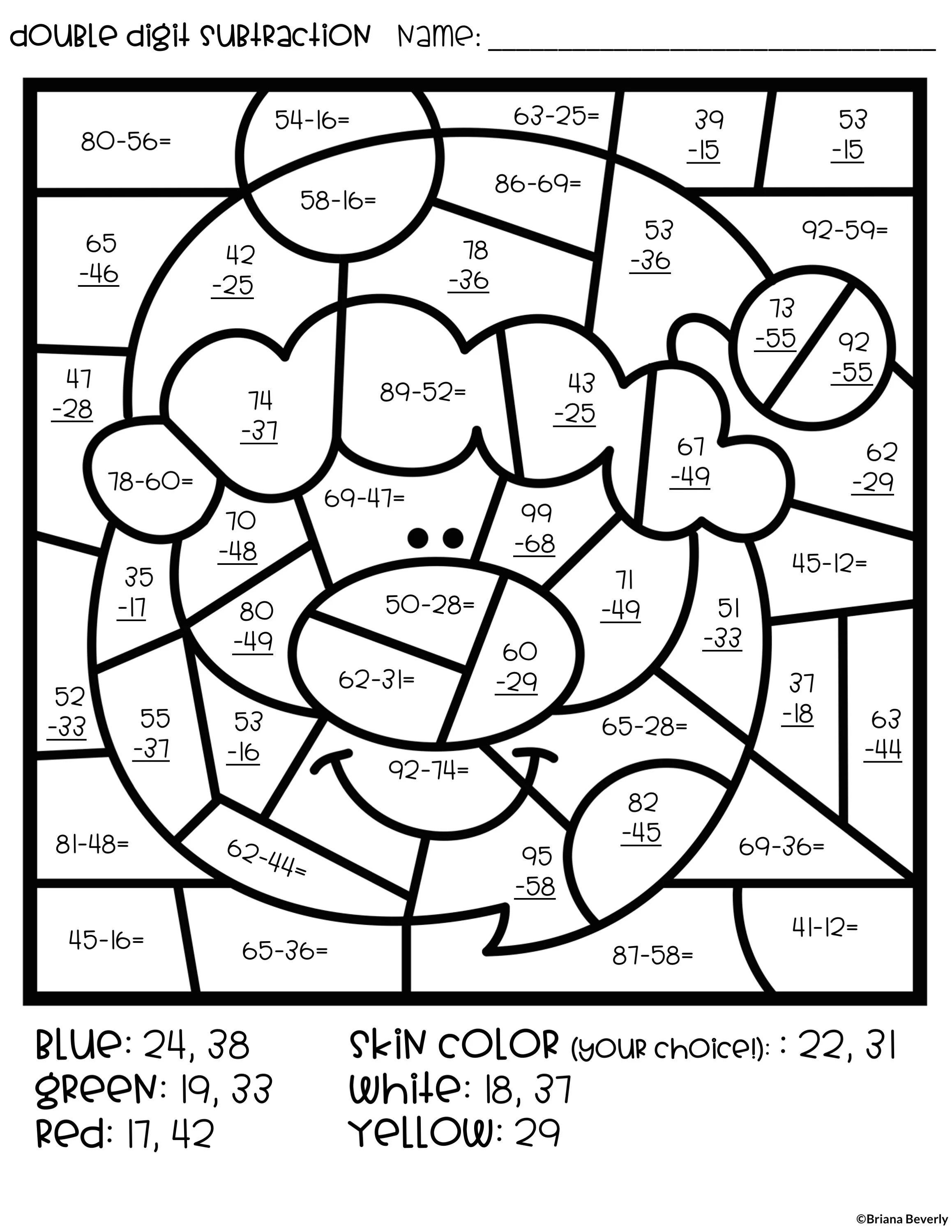 Christmas Color By Number Addition