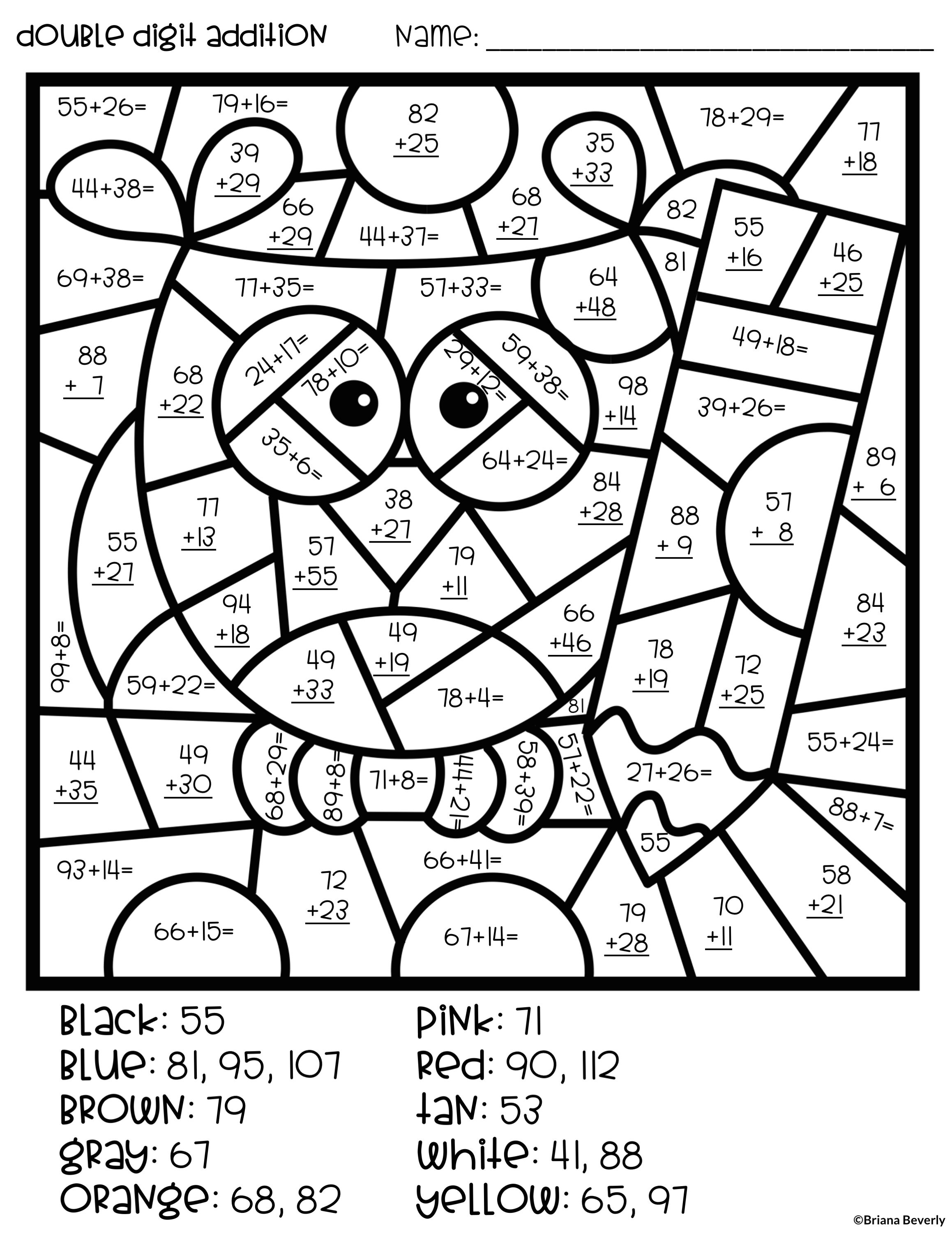 Back To School Color By Number Double Digit Addition Subtraction Back To School Color By Number Double Digit Addition Subtraction
