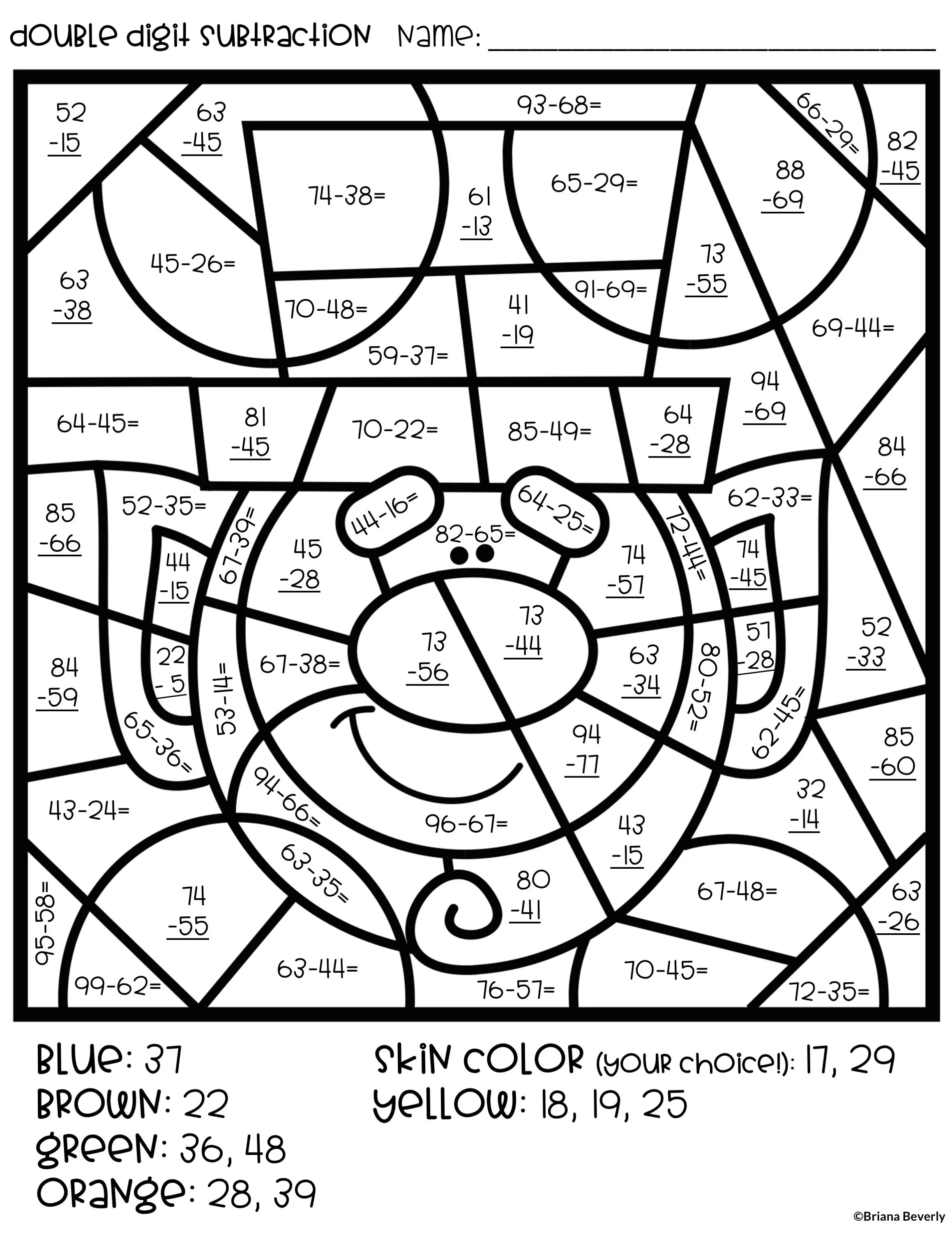 Color By Number 2 Digit Addition Worksheets