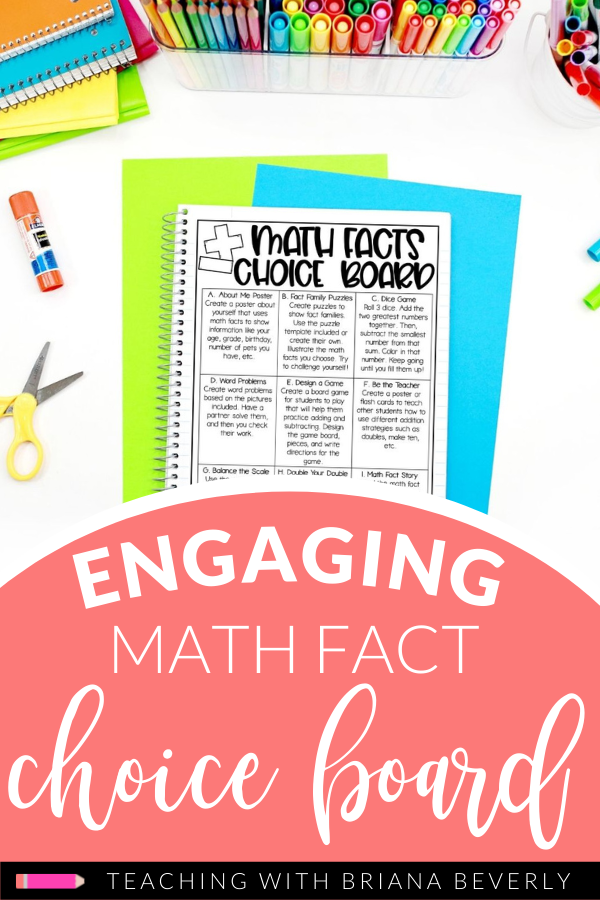 Mastering Math Facts with Student Choice Boards — Teaching With Briana ...