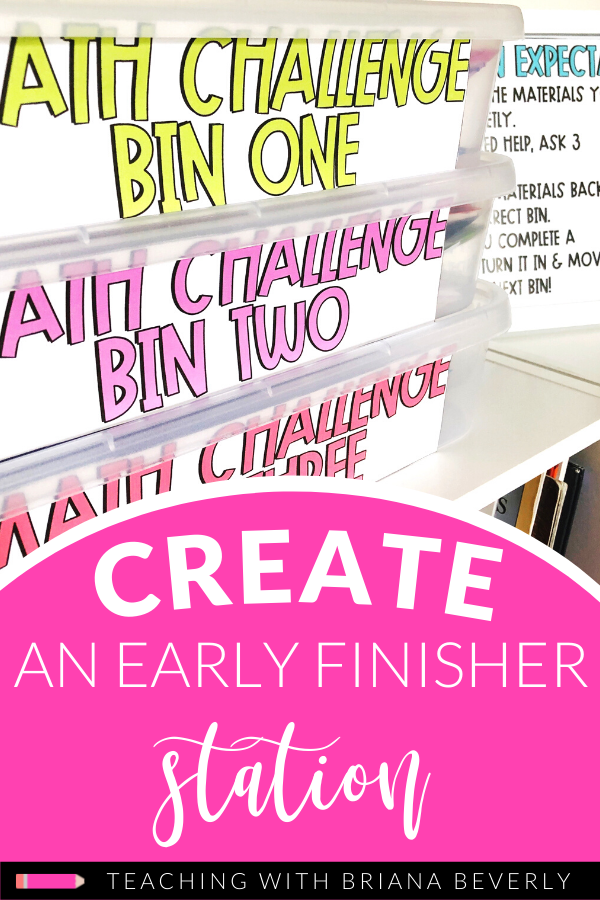 Create a Math Early Finisher Station with PBL Tasks and Projects ...
