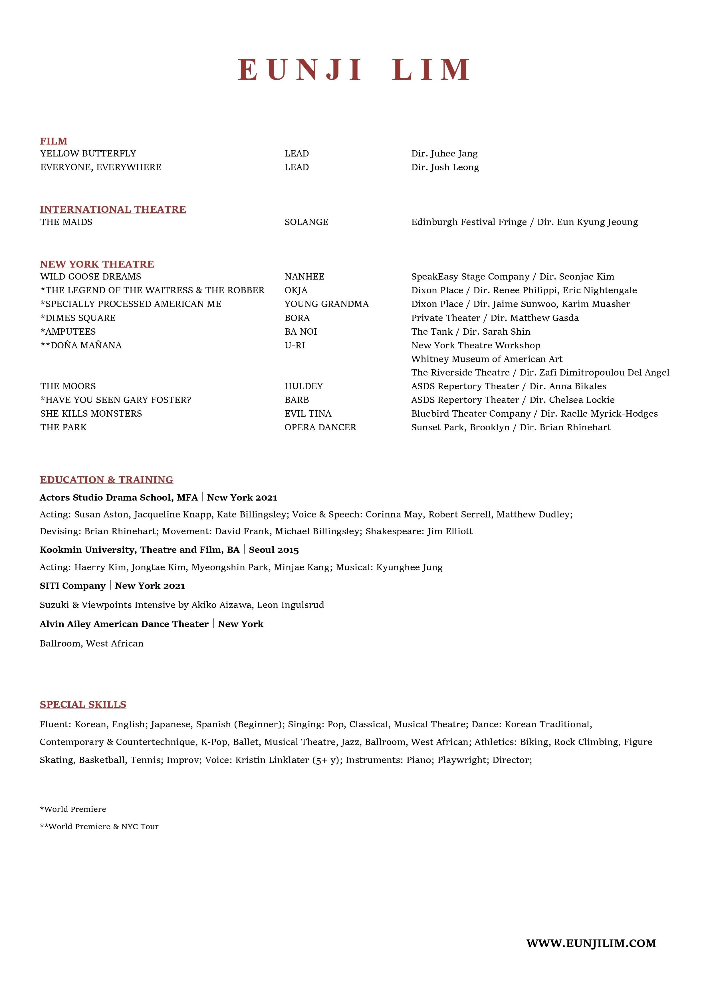 Resume — Eunji Lim