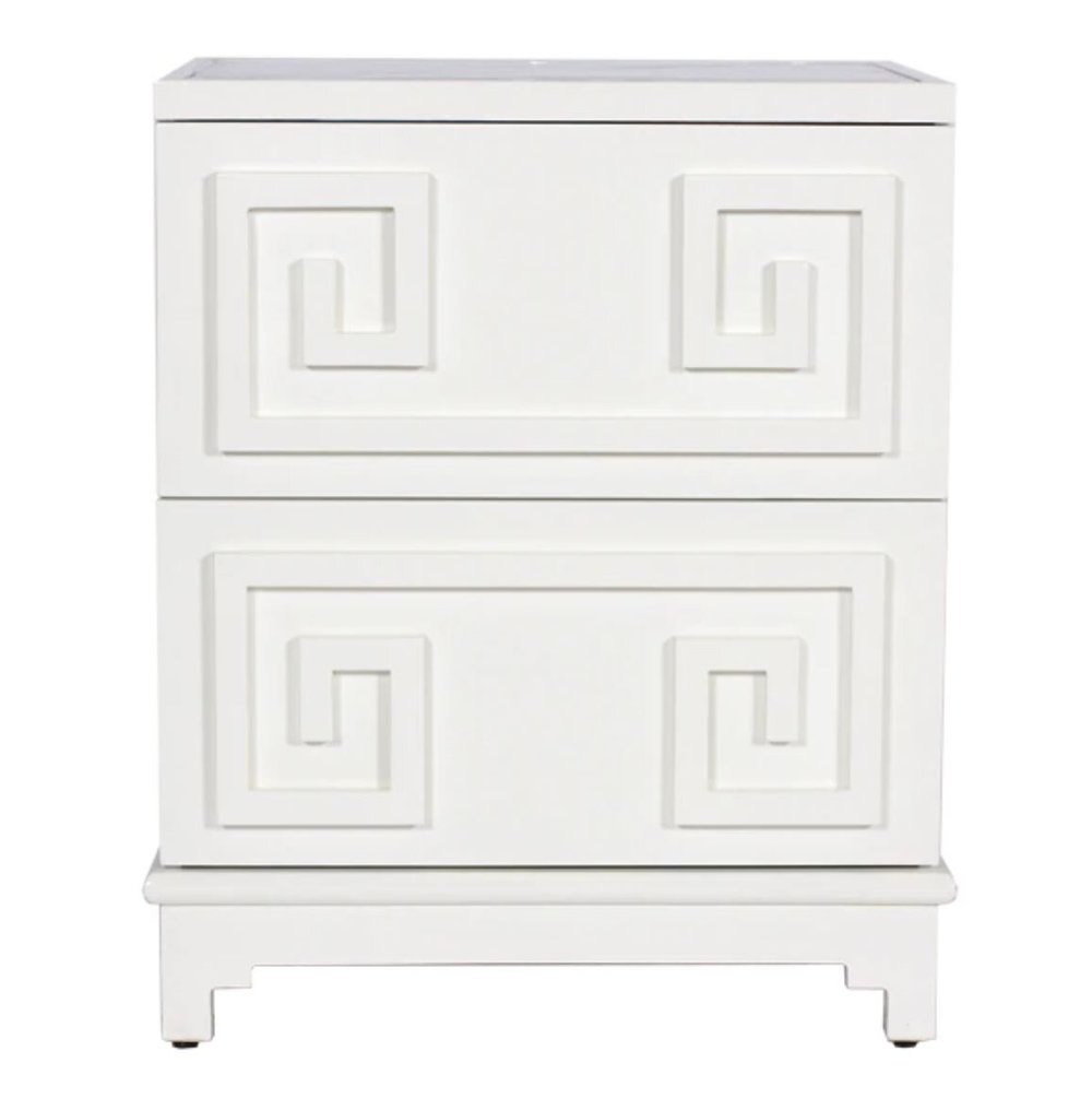 Two Drawer Greek Key Chest — Shabby Slips Austin Interiors
