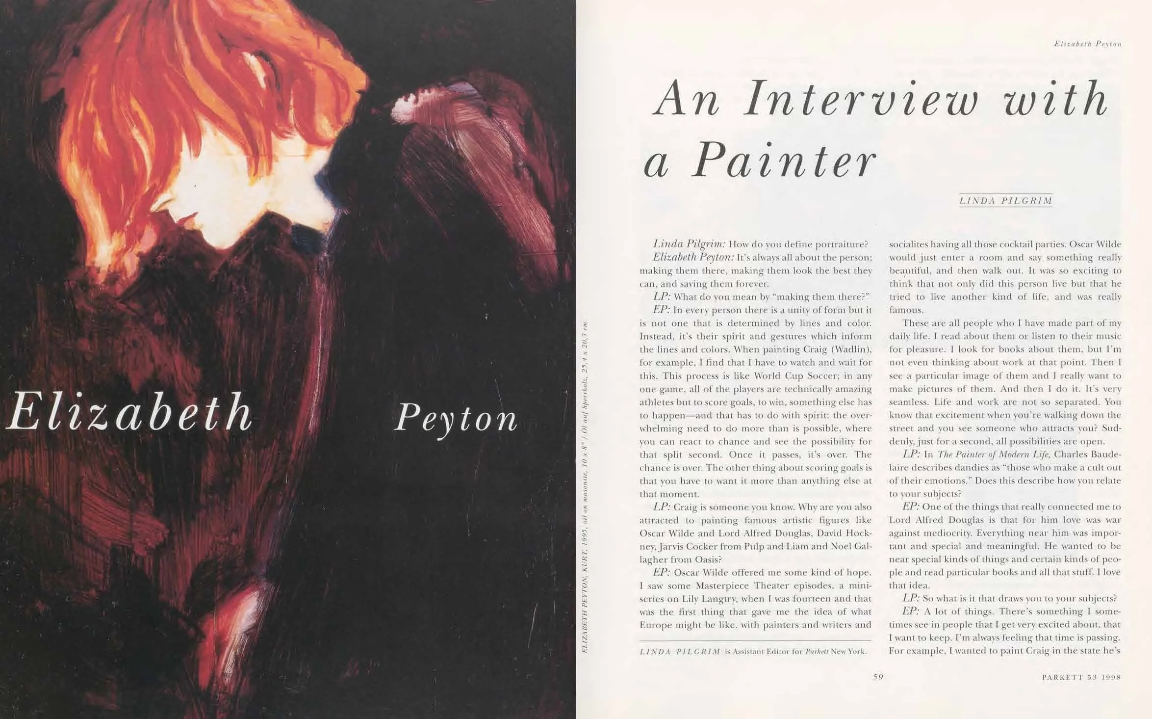 Elizabeth Peyton | "Oscar and Bosie", 1998 | (for Parkett 53) — PARKETT ...