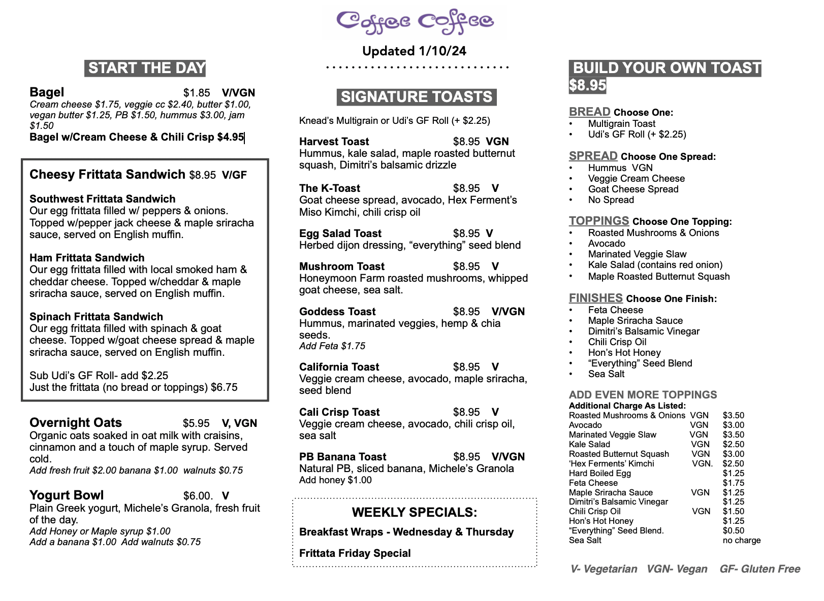 Menu 1 — Coffee Coffee