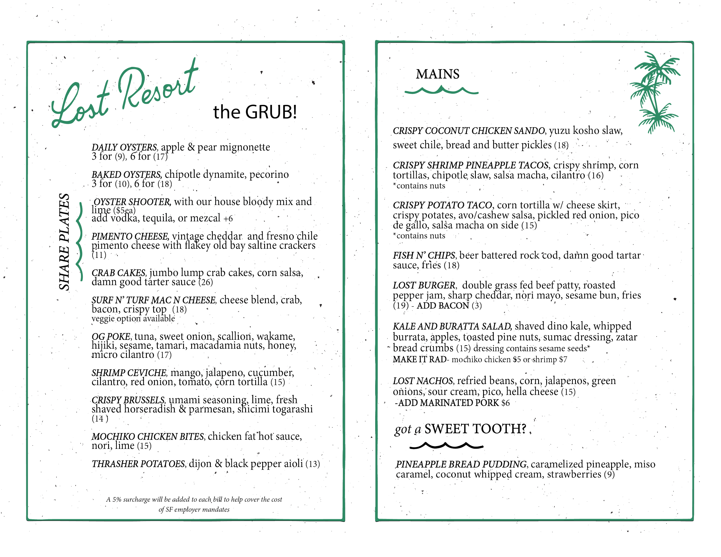 Dinner Menu — Lost Resort