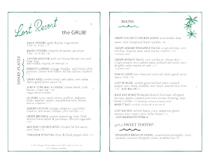 Dinner Menu — Lost Resort