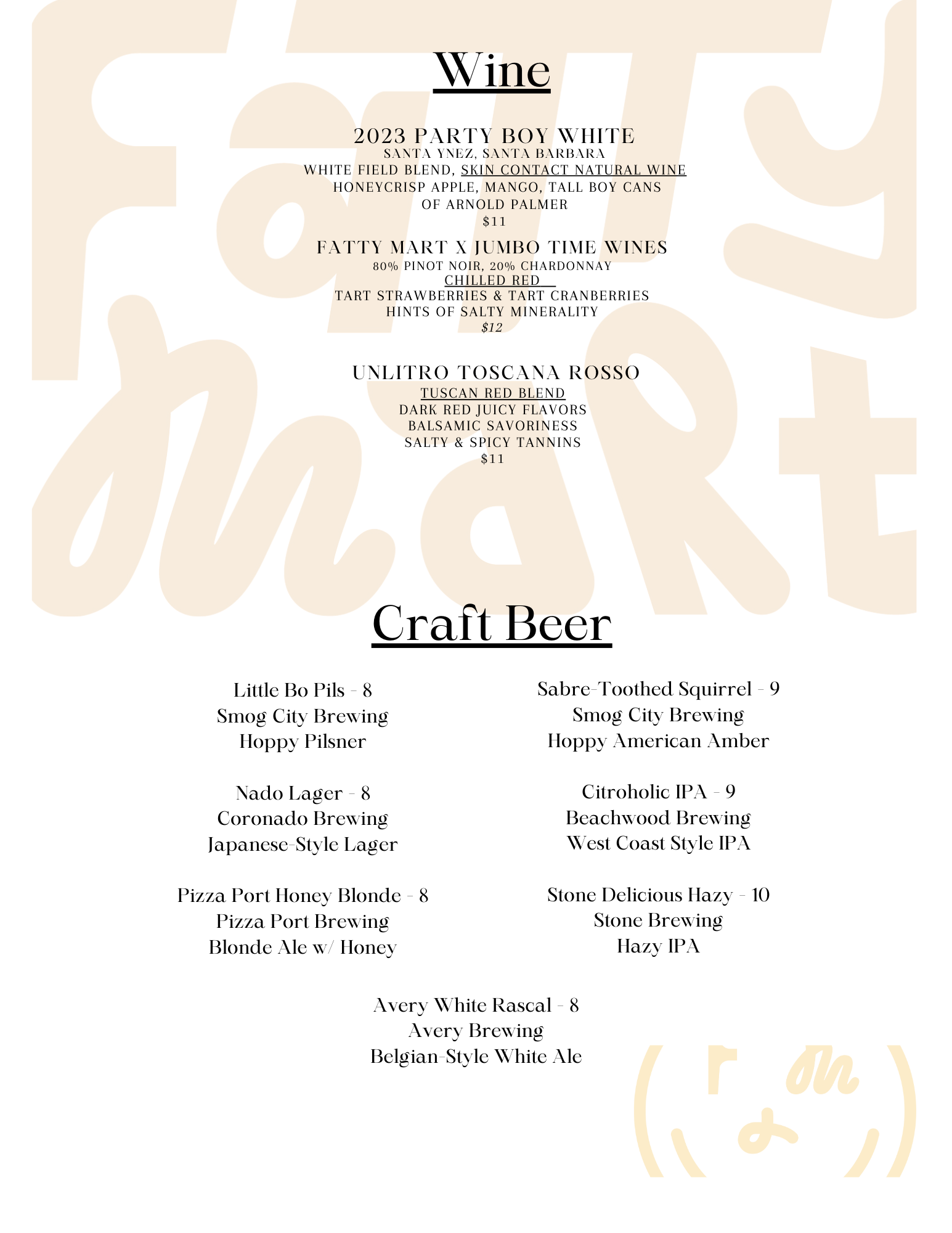 Menu 1 — FATTY MART