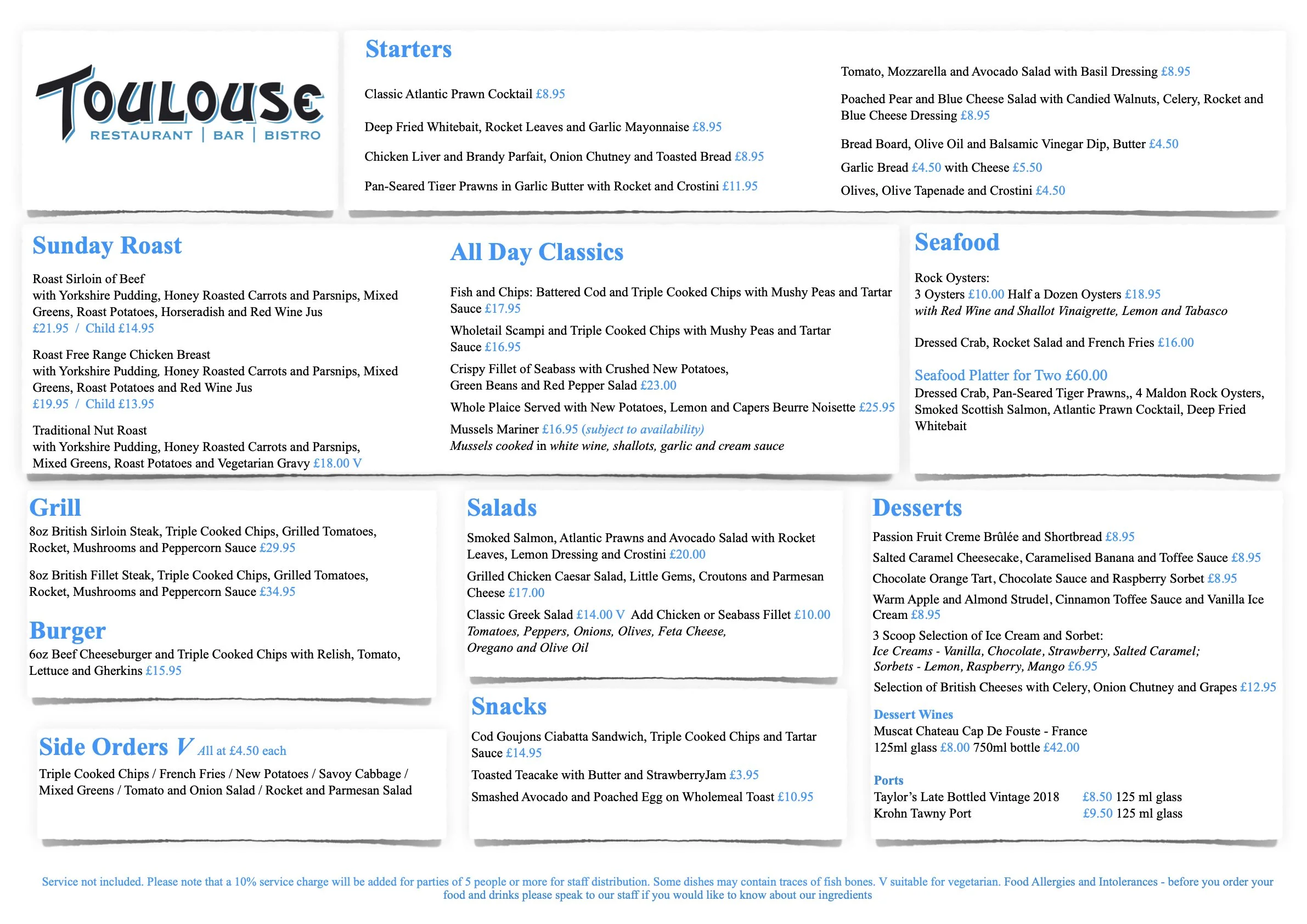 Sunday Menu — TOULOUSE RESTAURANT