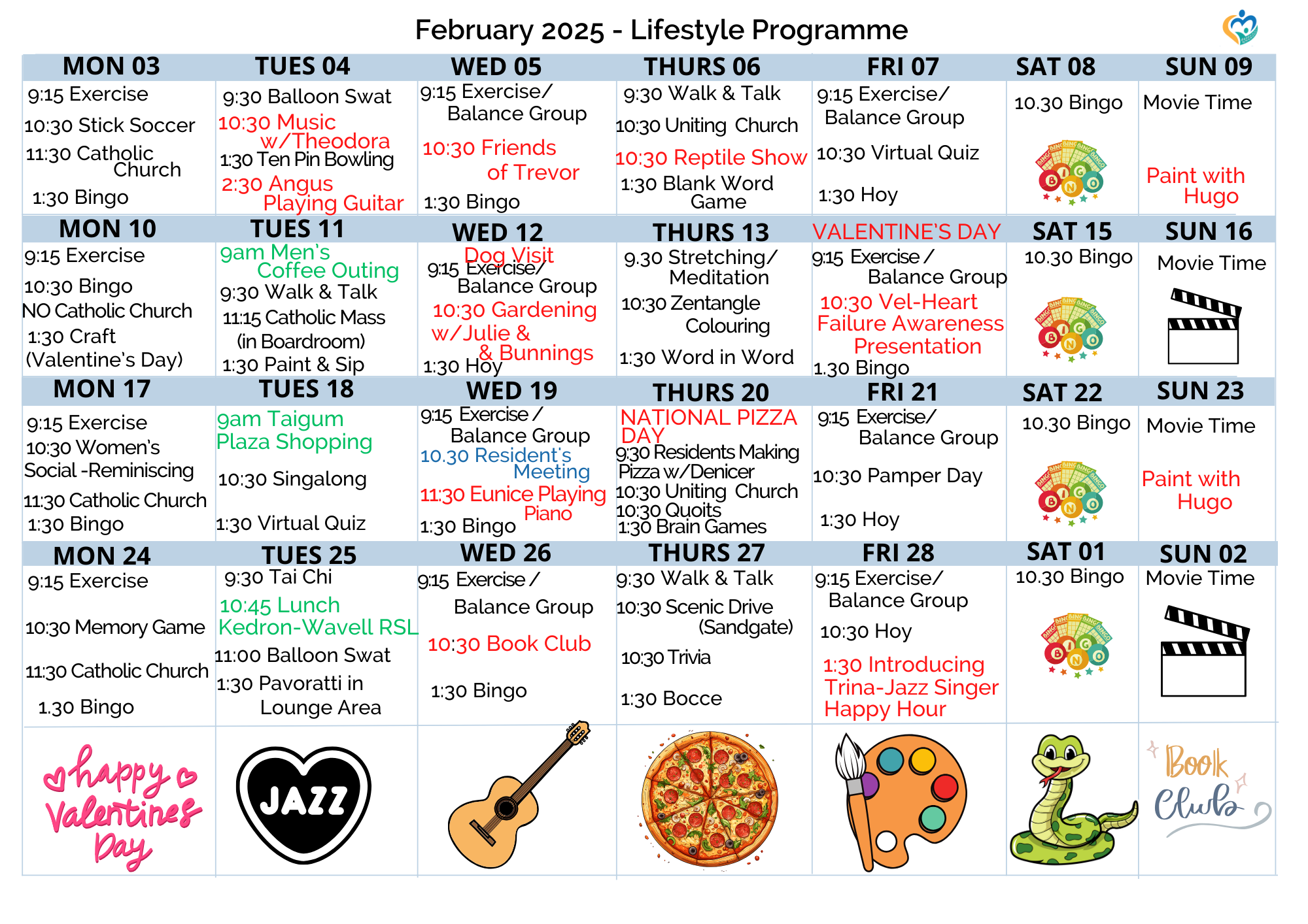Community Calendar of activities and events — PM Aged Care