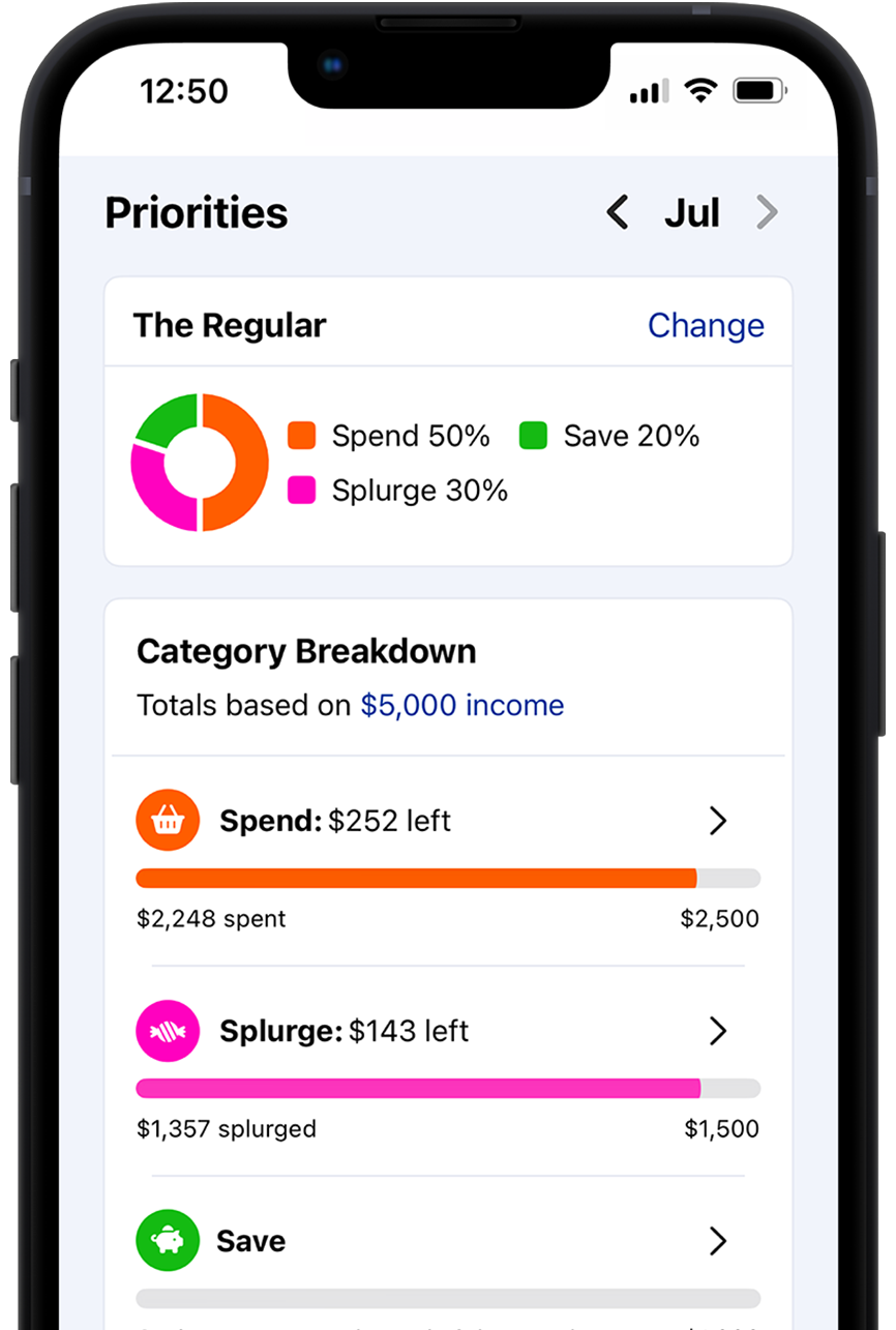 Brightfin - The Healthy Spending App | Budget Smarter with the 50/30/20 ...