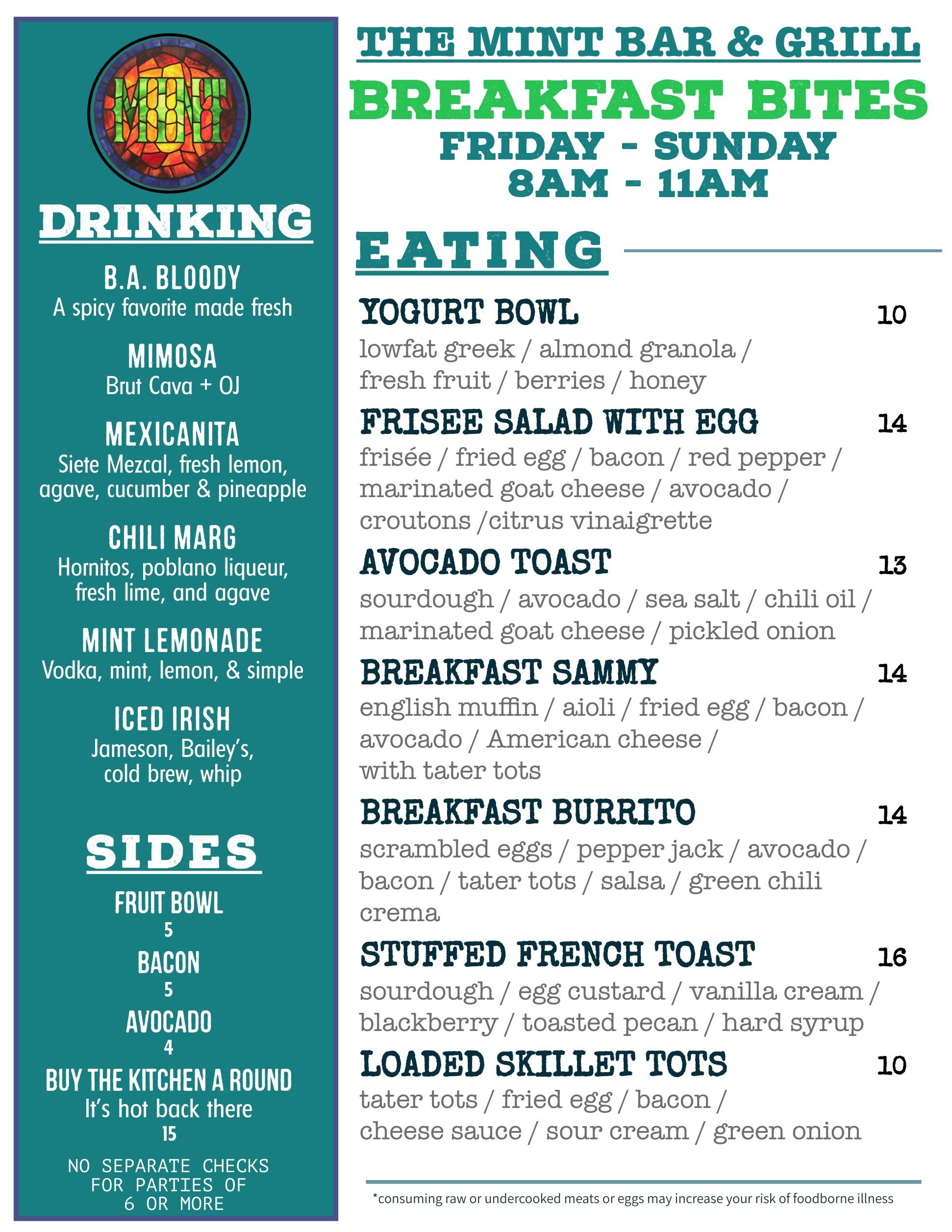 Dinner Menu — THE MINT BAR & GRILL