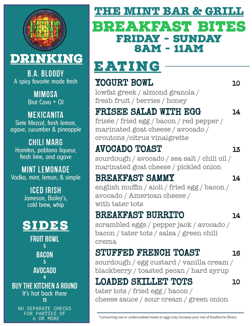 Dinner Menu — THE MINT BAR & GRILL