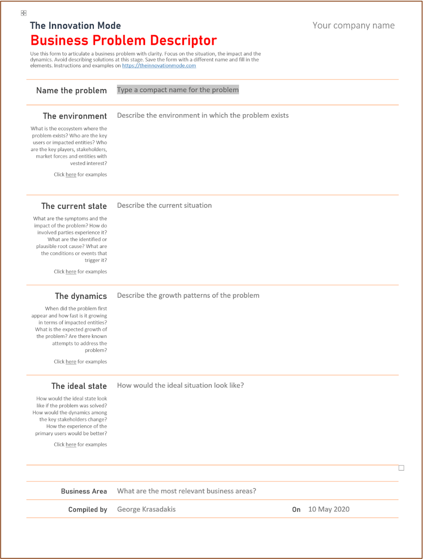 Free Resources for your Innovation Workshops - The Innovation Mode