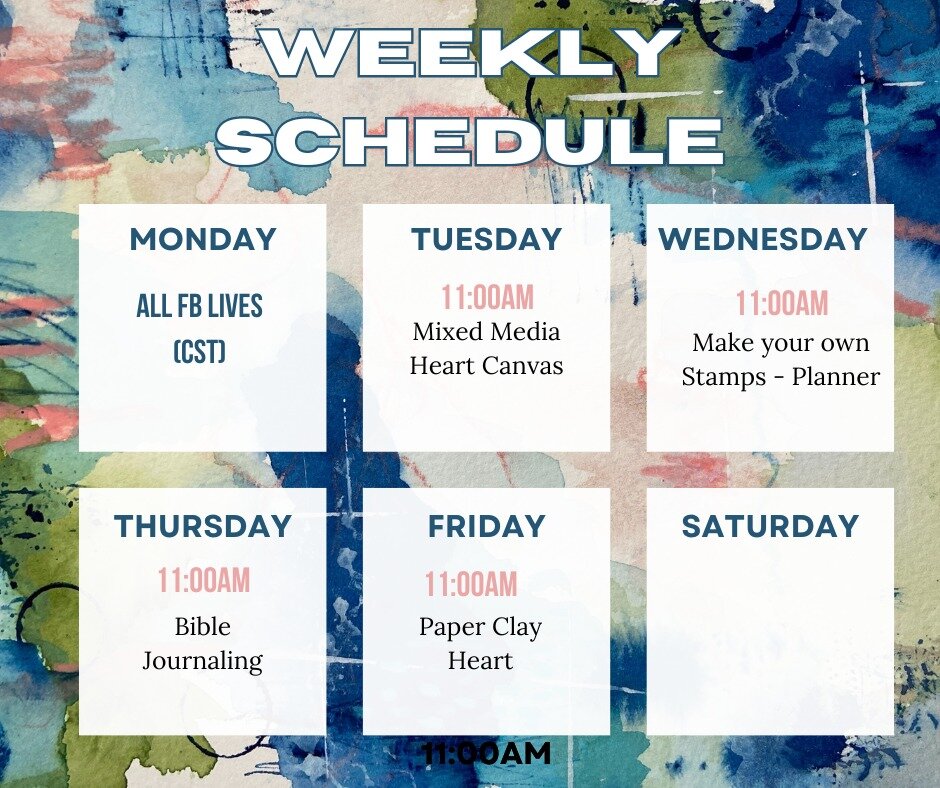 Facebook Live Schedule For This Week — Carol Adams