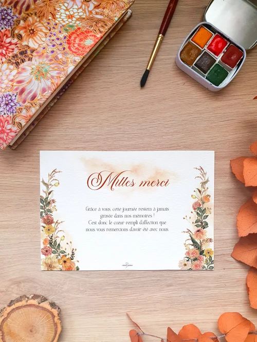Faire-part de mariage à l'aquarelle Elégance automnale terracotta ...