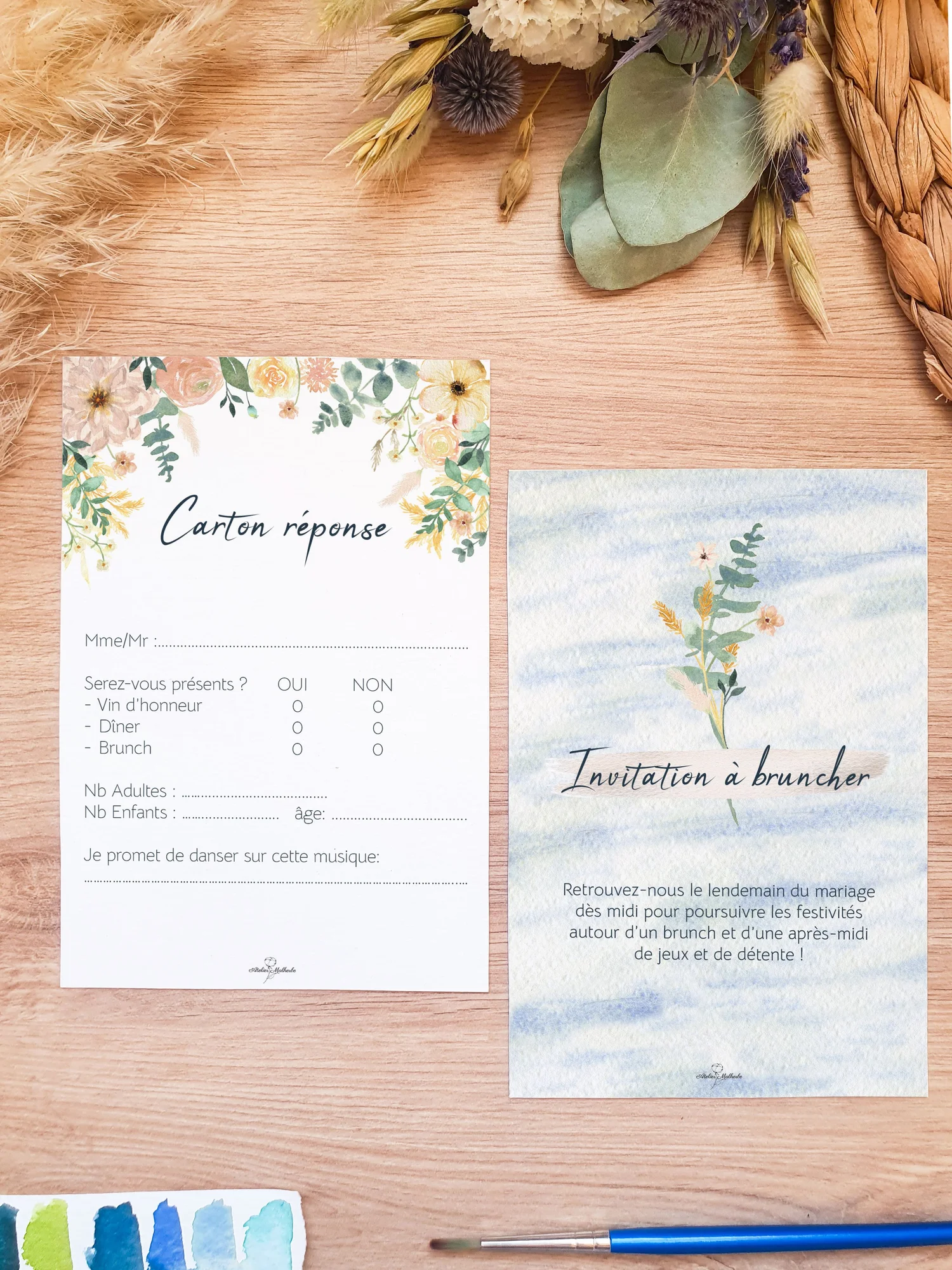 Faire-part de mariage à l'aquarelle Jardin bohème au Pays Basque à ...