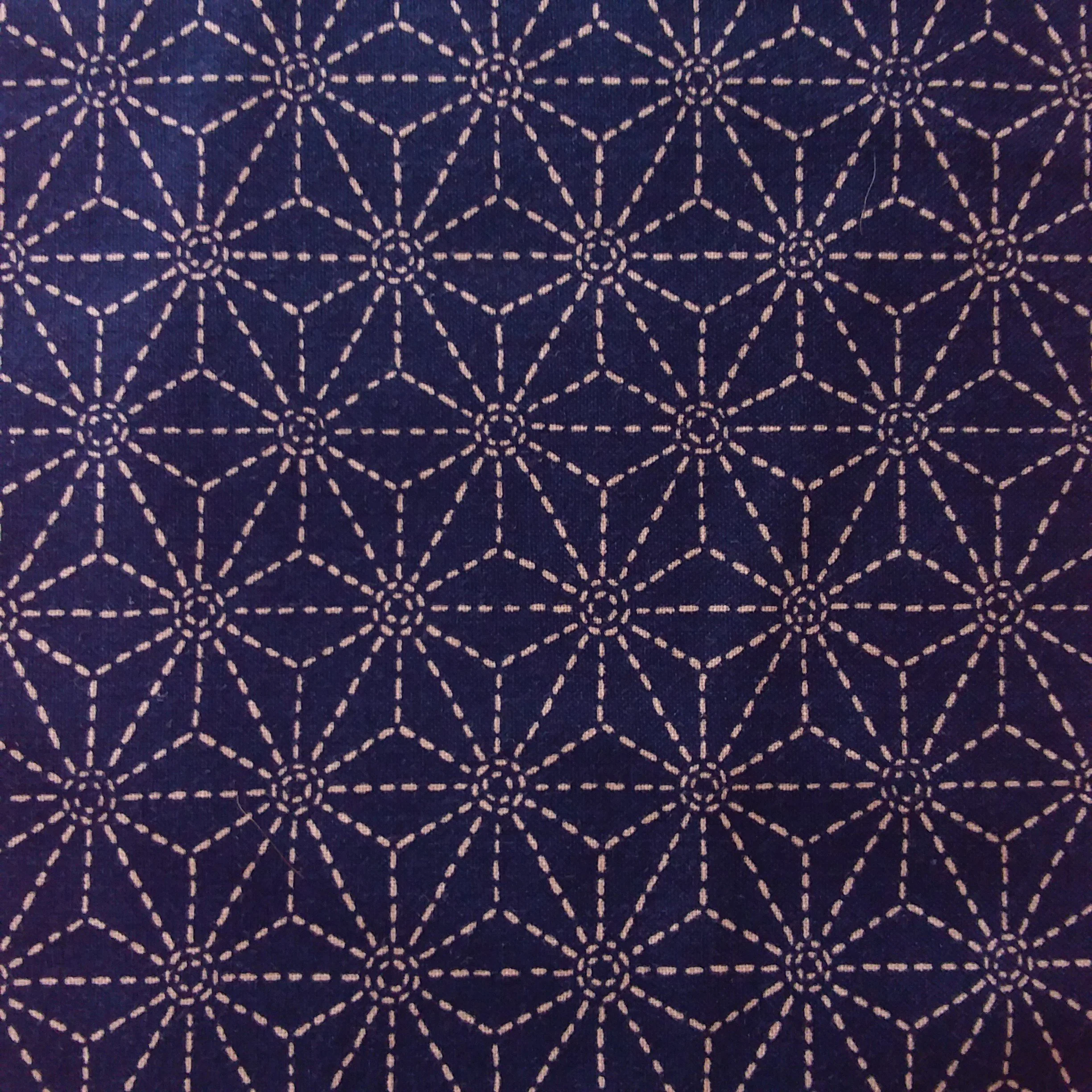Japanese Large Sashiko Cotton Blue Fabric per 50cm Crafty Baba Fabrics